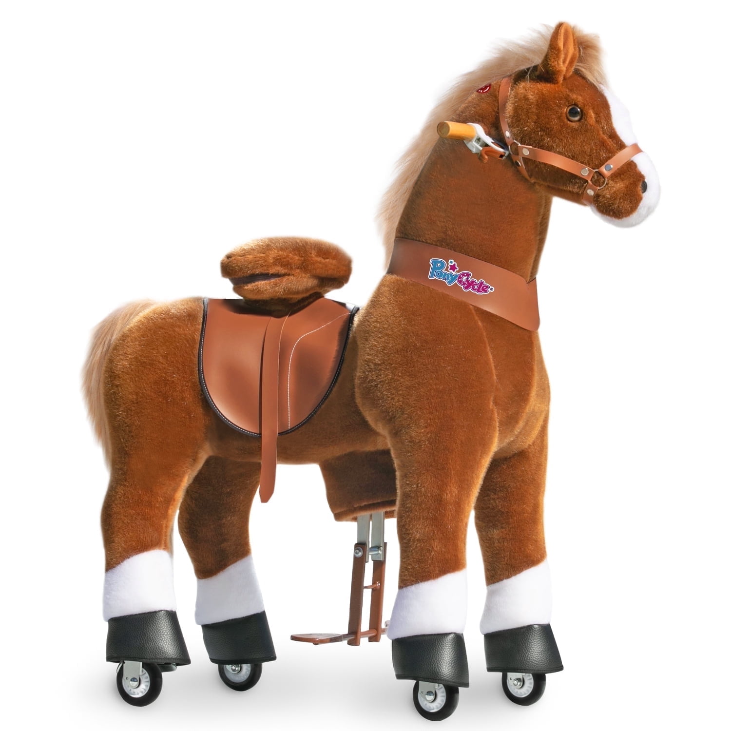 PonyCycle Ride on Horse Plush Brown Push & Pedal Ride-On Rocking Horse ...