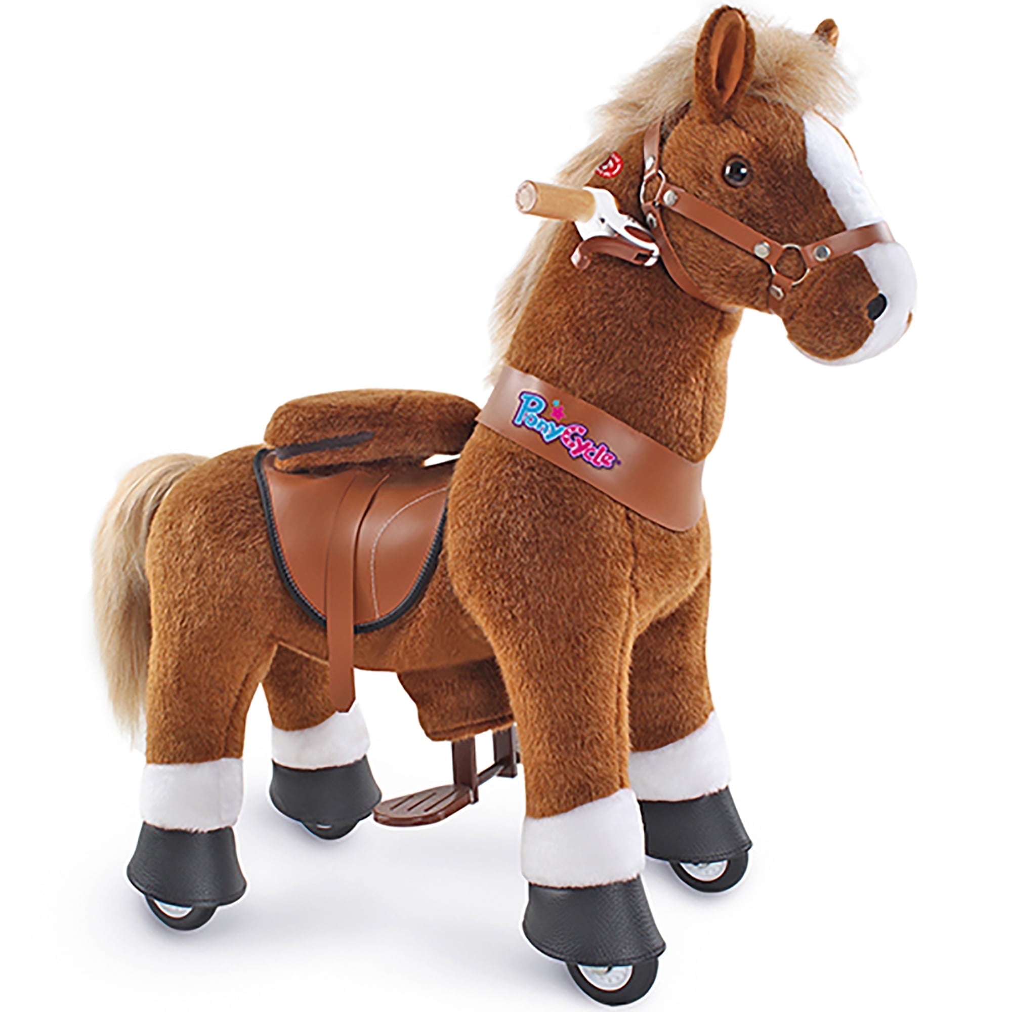PonyCycle Toddler Riding Mechanical Horse, Hand Brake, Age 3-5, Plush ...