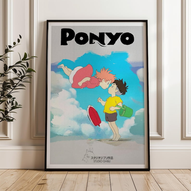 Ponyo Anime Poster Ponyo and Sosuke Fantasy Wall Art Japanese Style ...