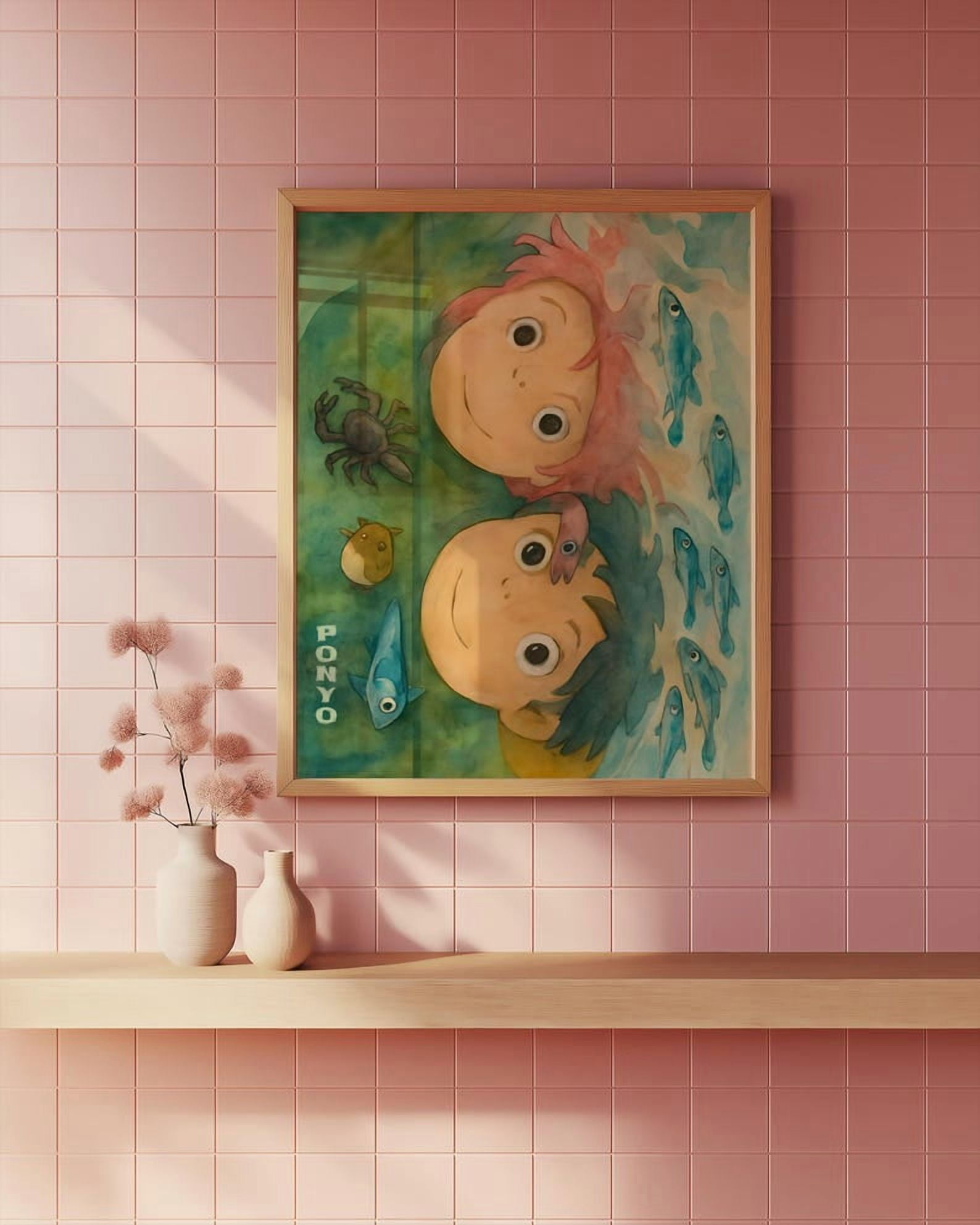 Ponyo Anime Style Poster Ponyo with Sosuke Cute Fantasy Wall Decor Size ...