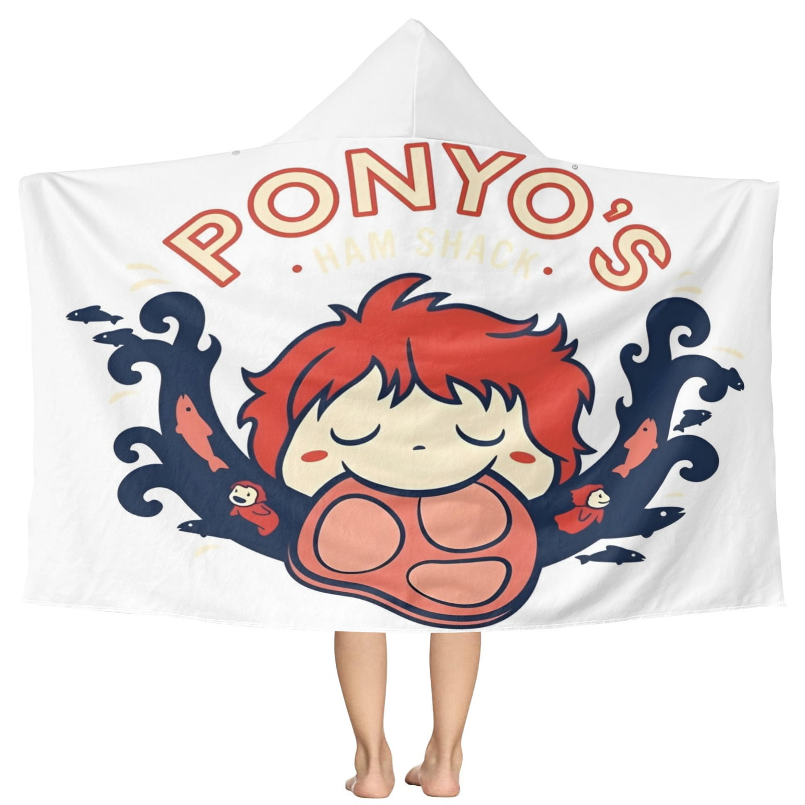 Ponyo On The Cliff Pattern Beach Poncho - Microfiber - Towel - Kids ...