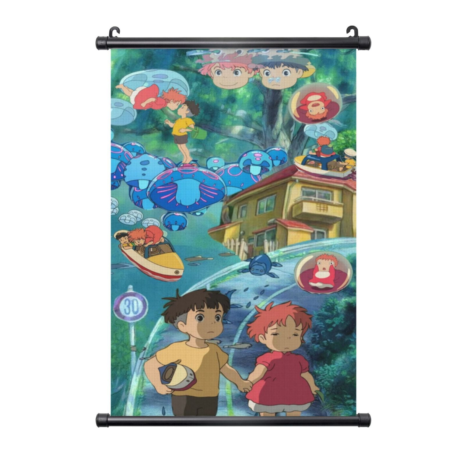 Ponyo Poster Plastic Shaft Wall Hanging Banner Artwork Canvas Wall Art ...