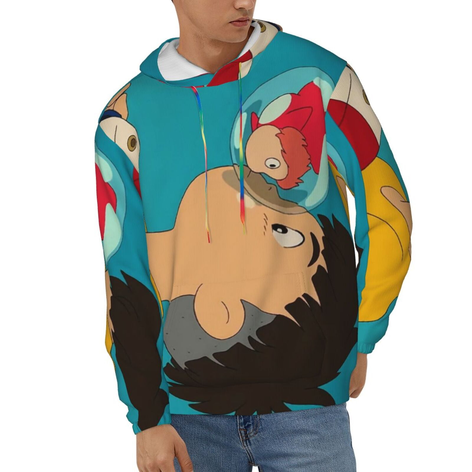 Ponyo Unisex Hoodies 3D Print Hooded Sweatshirt for Men Women, Long ...