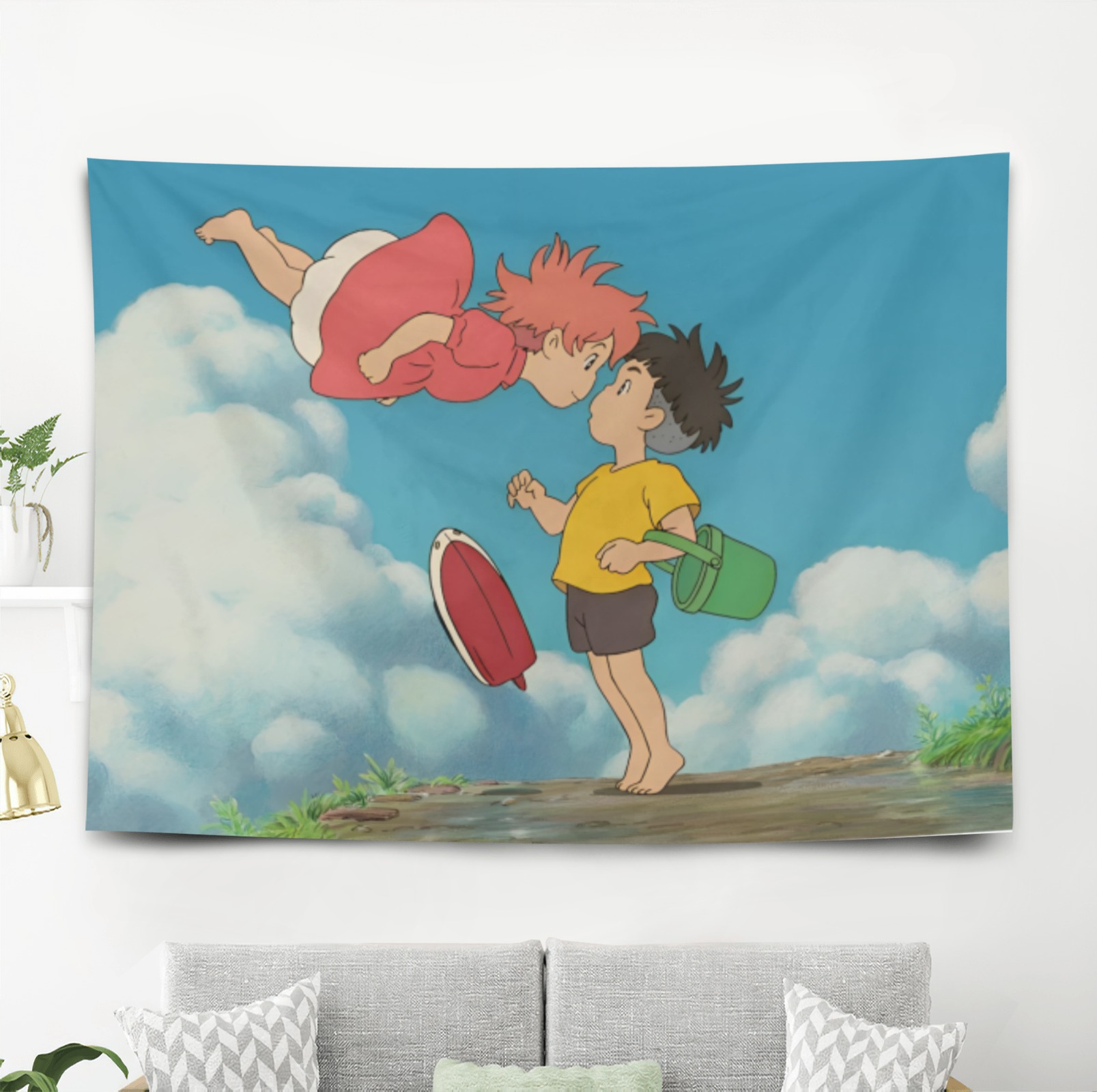 Ponyo on The Cliff Tapestry Gift Wall Hanging Backdrop for Room Bedroom ...