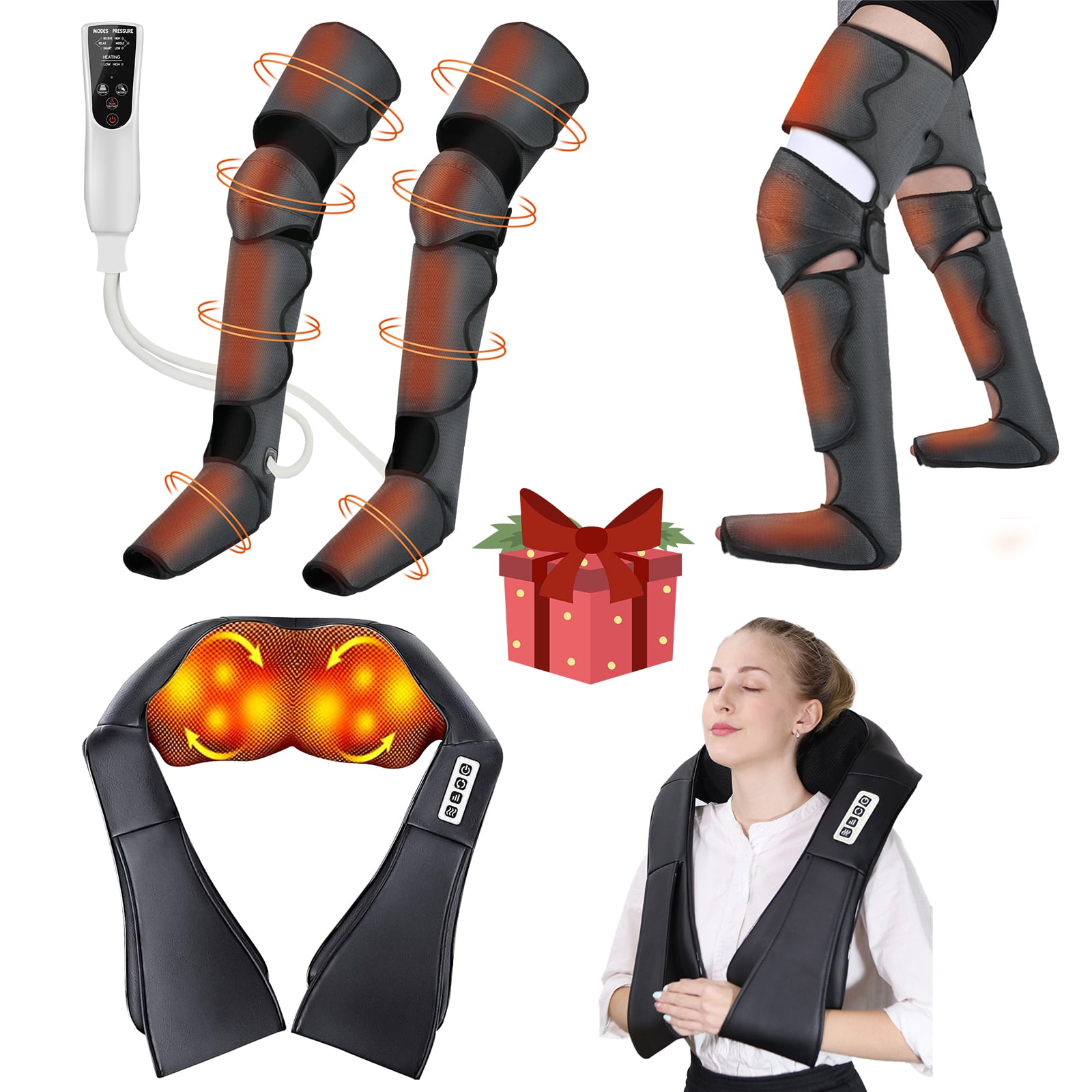 Ponyta Heat Deep Kneading Shiatsu Back and Neck Massager & Air ...