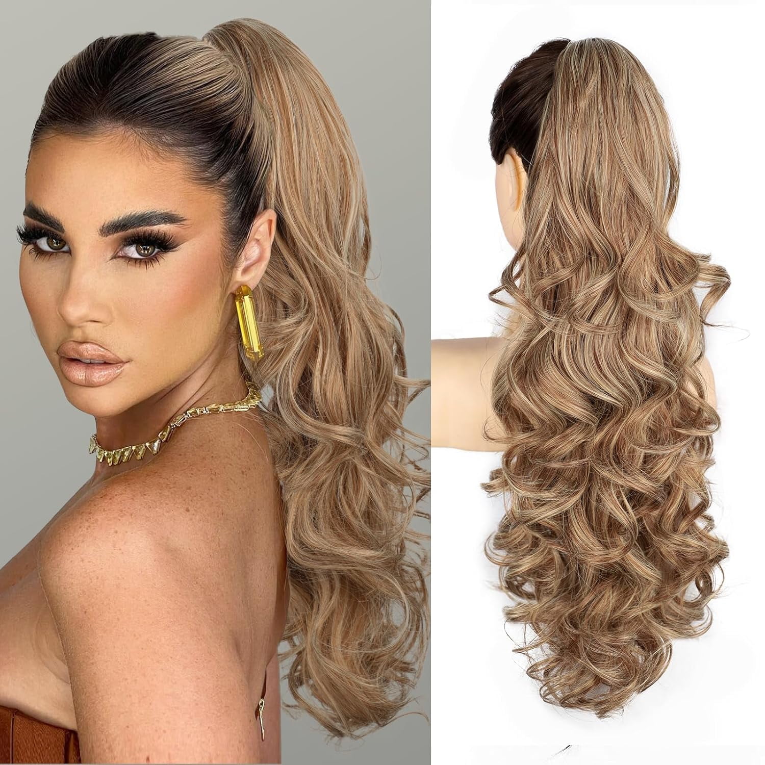 Ponytail Extension, 24" Claw Clip in Ponytail Extensions Long Curly ...