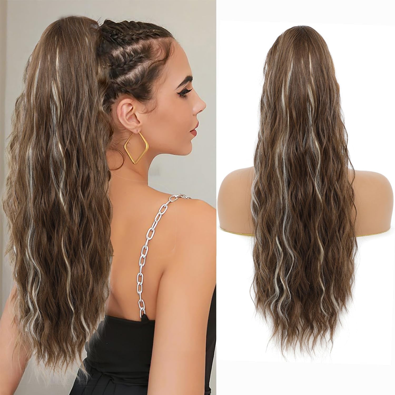 Ponytail Extension,24 Inch Drawstring Ponytail Hair Extensions for ...