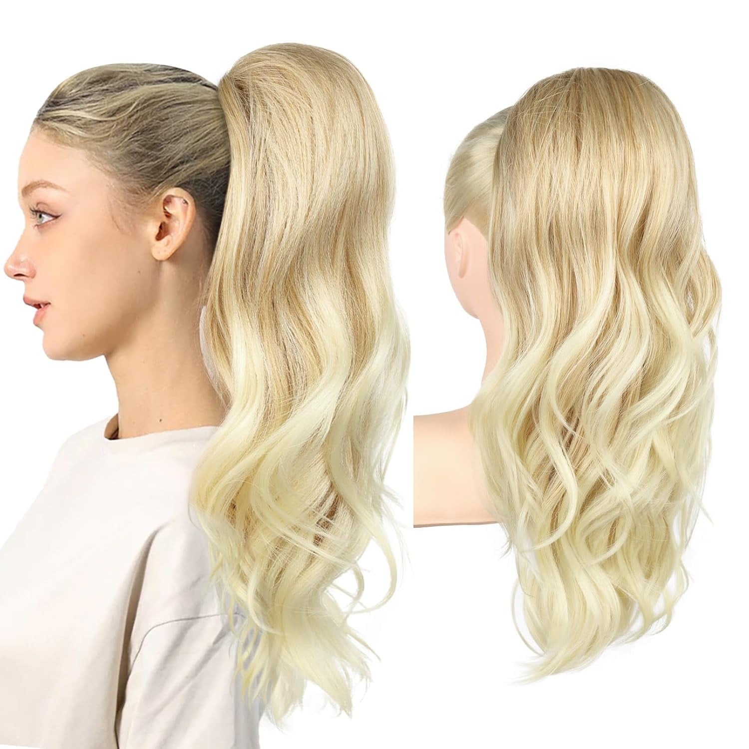 Ponytail Extension, Drawstring Ponytail Extension Long Wavy Layered ...