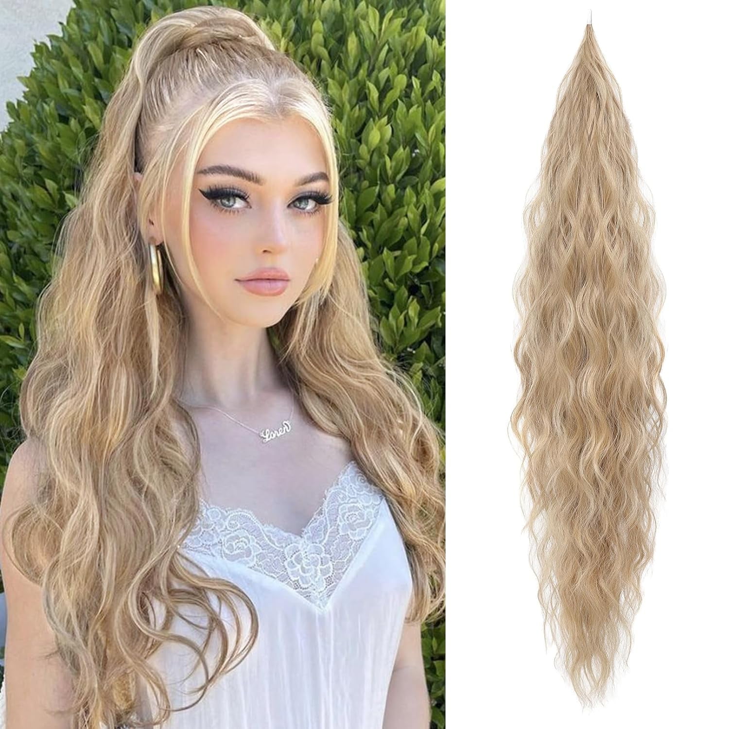 Ponytail Extension, Flexible Wrap Around Ponytail Extension Long Wavy ...