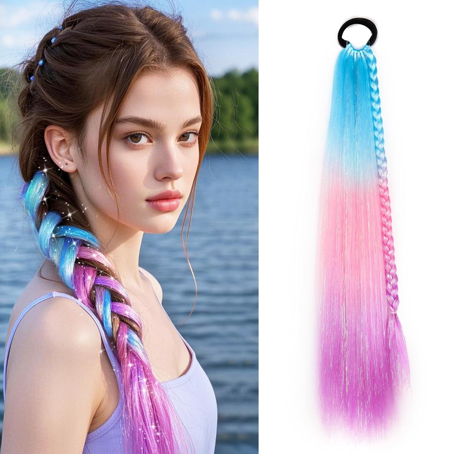 Ponytail Extension With Hair Tie 26 inch Colored Hair Extensions for ...
