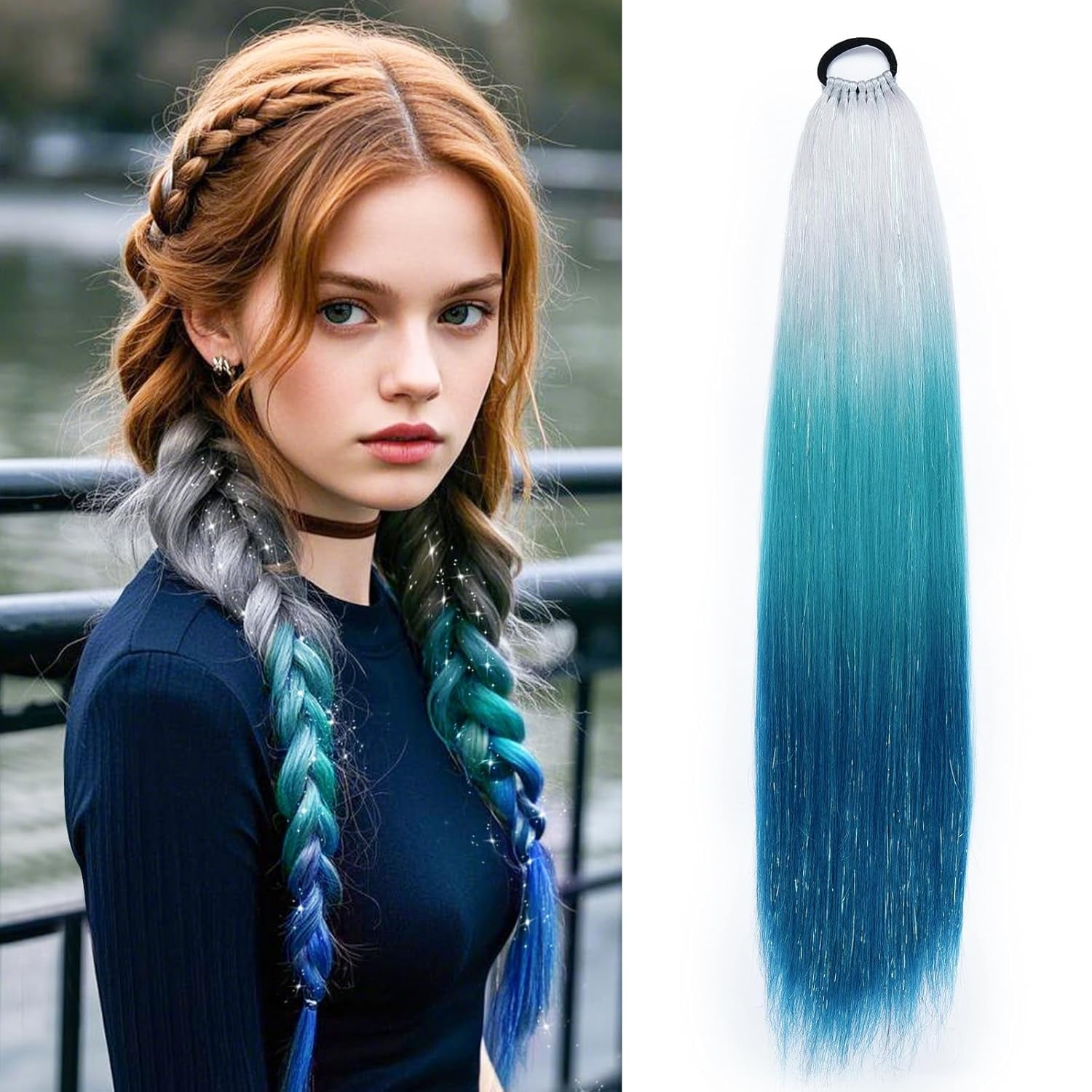 Ponytail Extension With Hair Tie 26 inch Colored Hair Extensions for ...