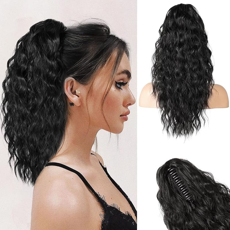 Ponytail Extension, Short Claw Multi Layered Clip on Ponytail Extension ...