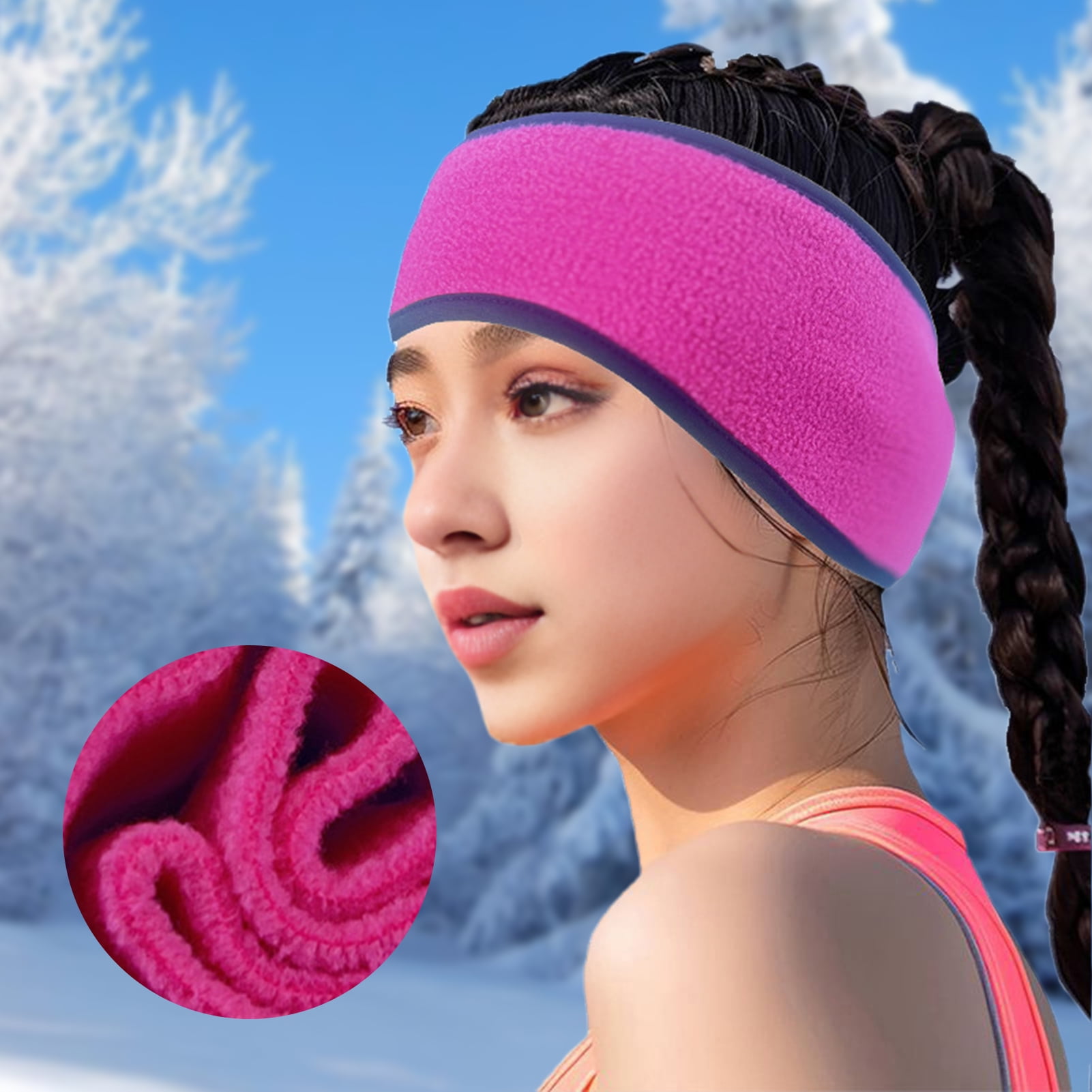 Ponytail Headband for Jogging Winter Polar Fleece Earmuffs Anti-slip ...