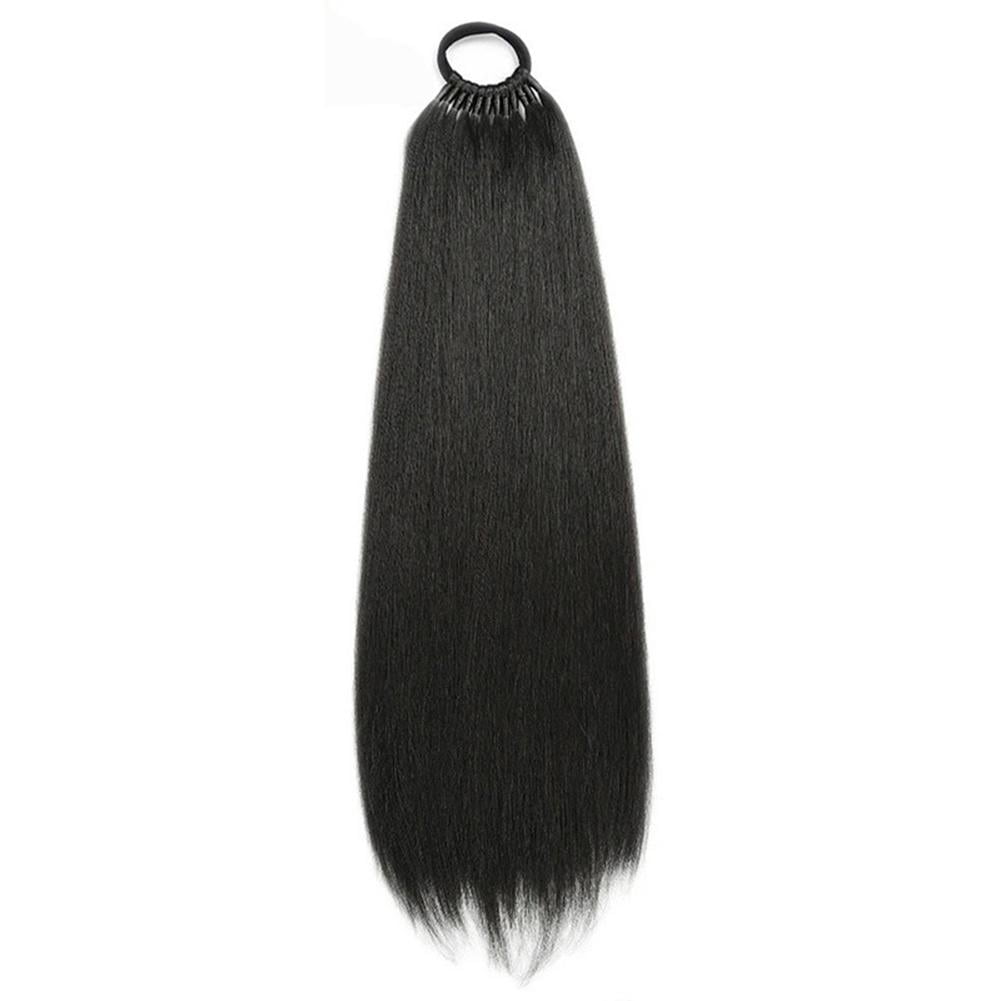 Ponytail Long Straight Hair Rubber Band Wrapped Hair Ponytail Long Wig ...
