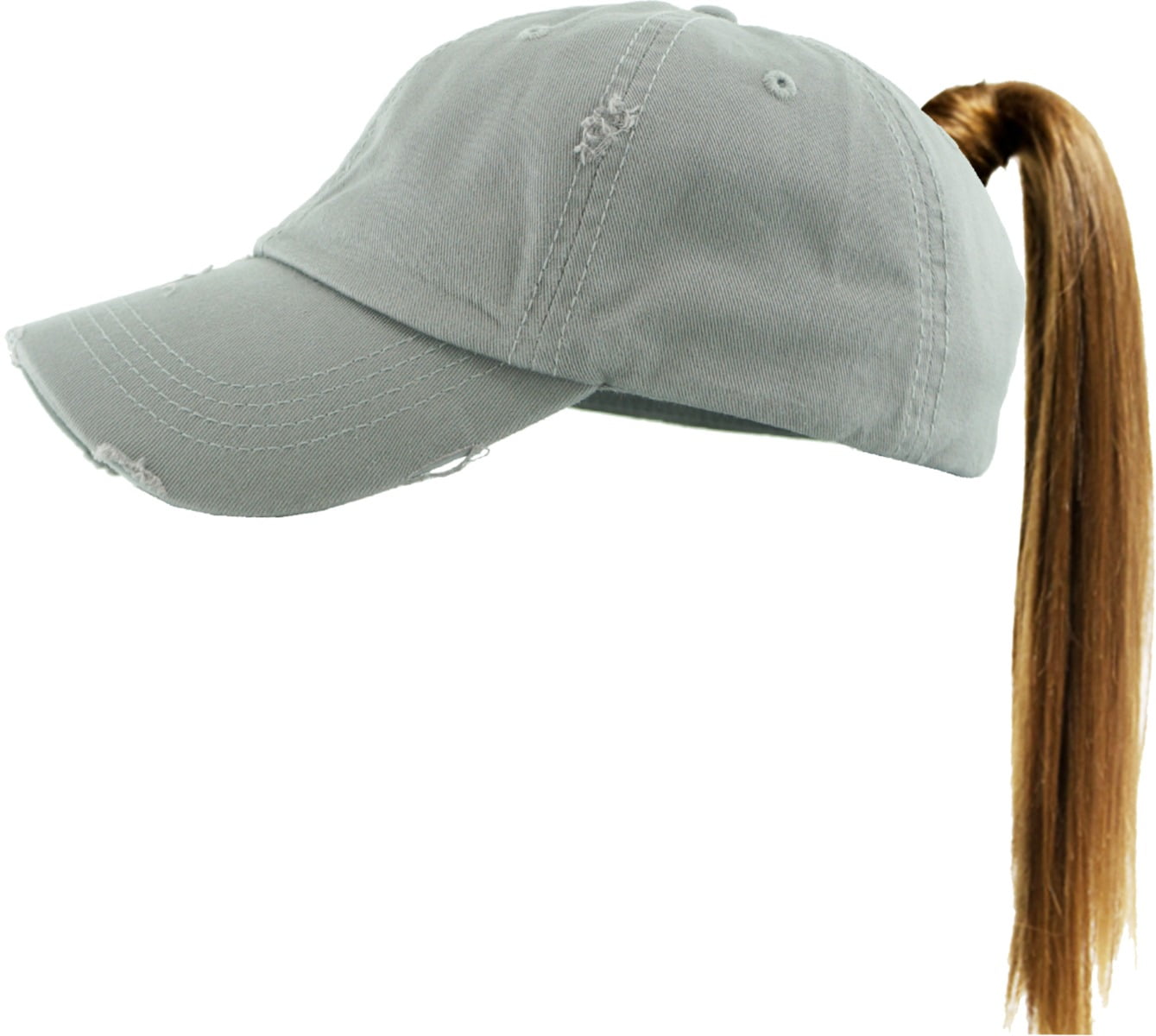 Ponytail Messy High Bun Adjustable Washed Cotton Baseball Cap - Walmart.com