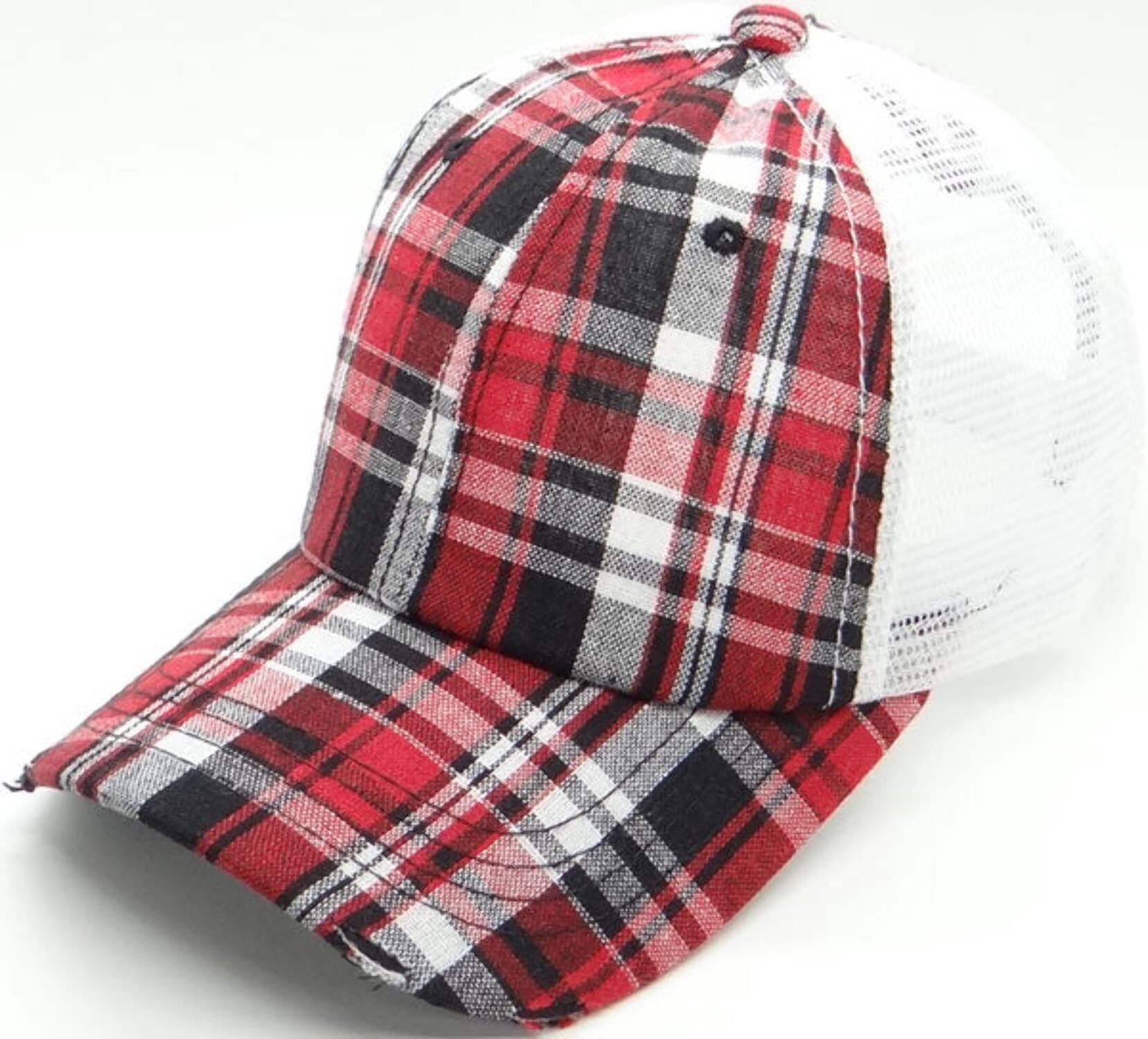 Ponytail Plaid Trucker Hat - Walmart.com