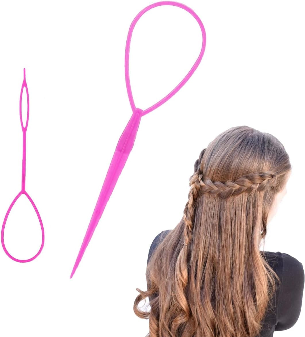 Ponytail Pull Through Hair Hoop Tool, 2pcs Braiding Tool topsy tail ...