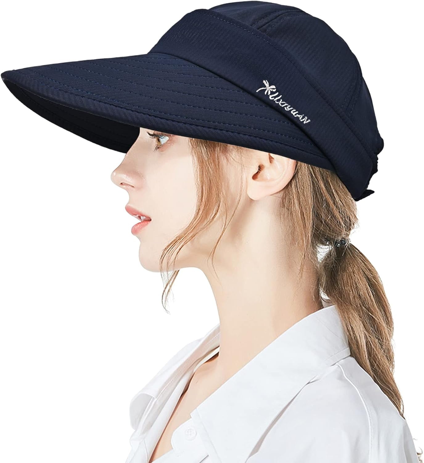 Ponytail Sun Hats for Women, 2 in 1 Zip-Off Uv Protection Wide Brim ...