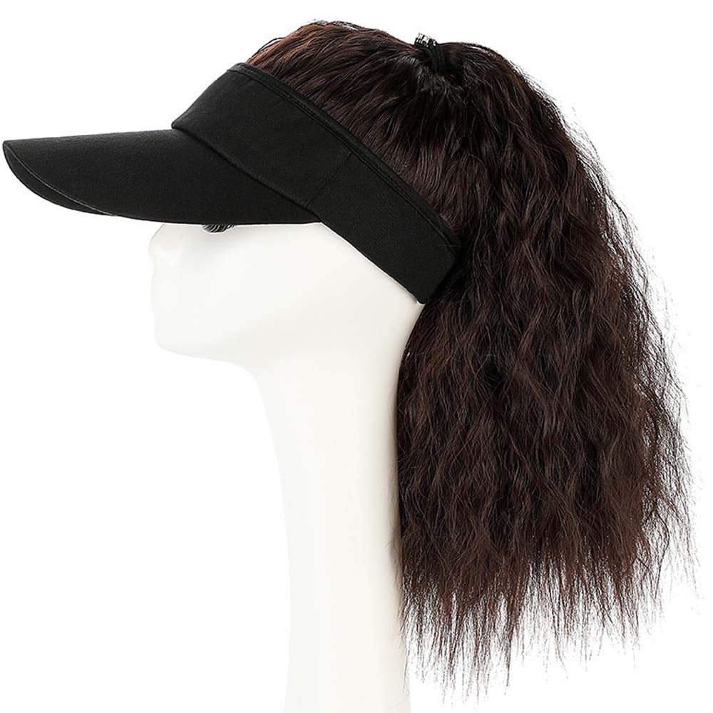 Ponytail Wig Baseball Cap with Synthetic Hats Long Wavy Hair for Women ...