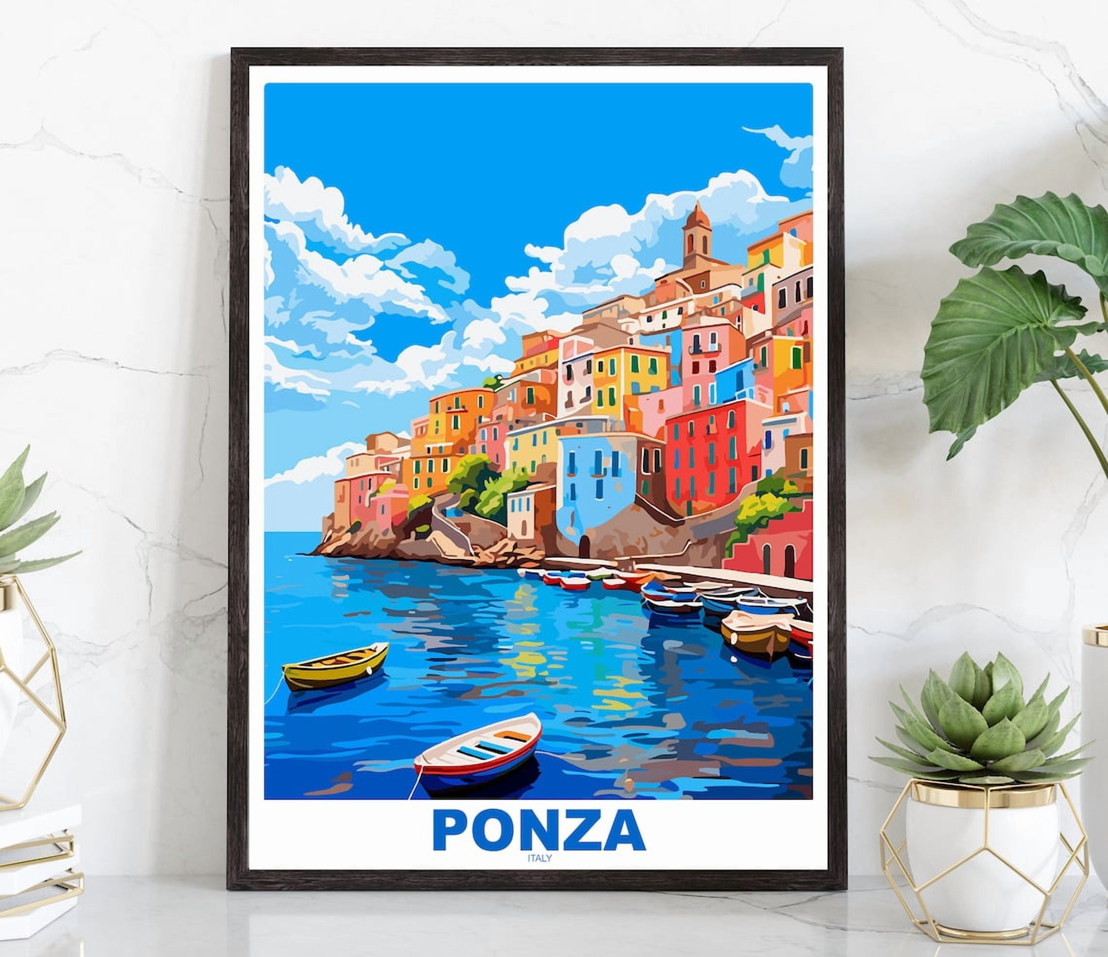 Ponza, Italy, Travel Print, Modern Wall Art 1199 UNFRAMED Poster, 12x18 ...