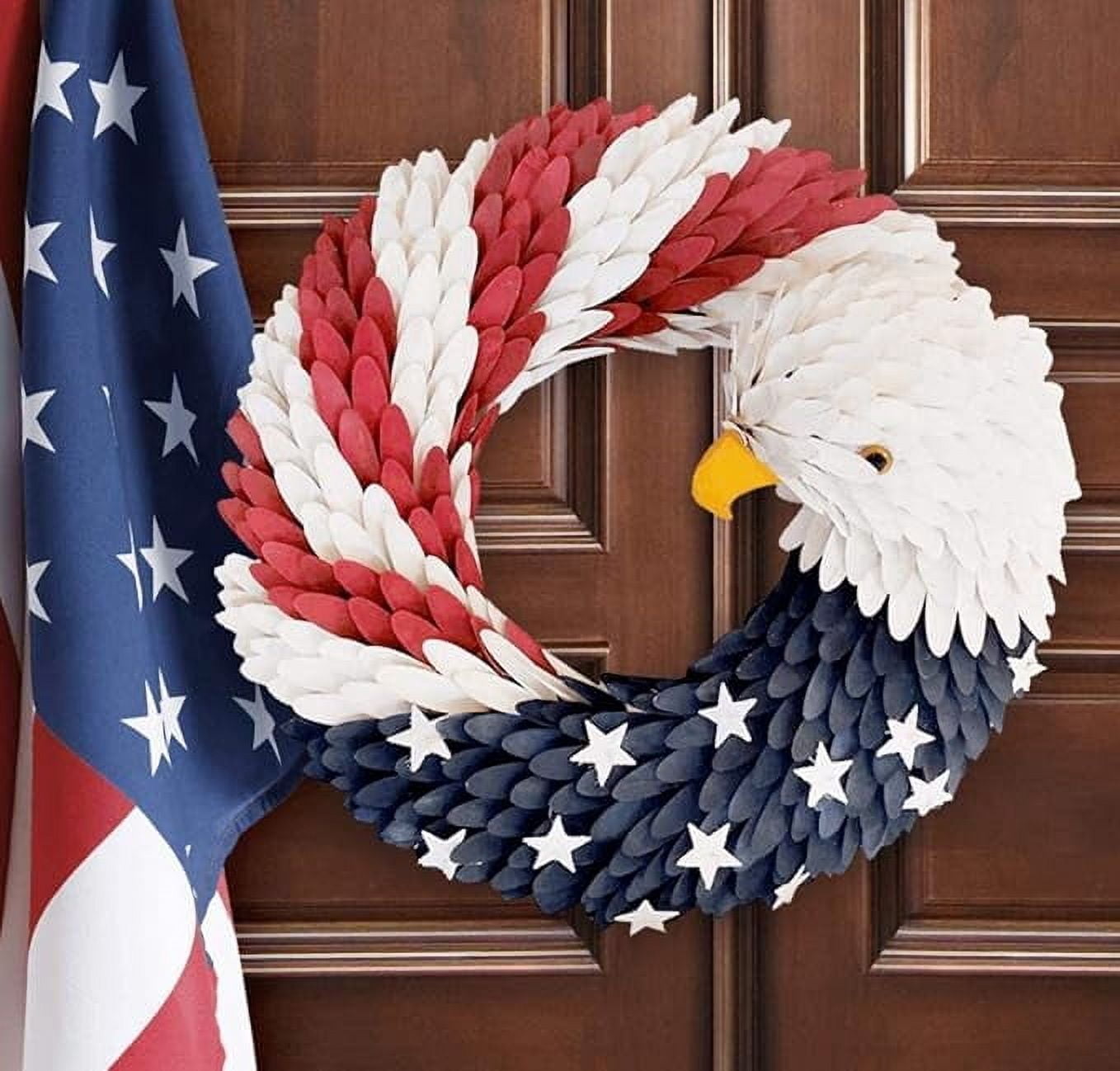 Poo LIfe 14.96x14.96 Inch American Eagle Wreath, Independence Day 4th ...