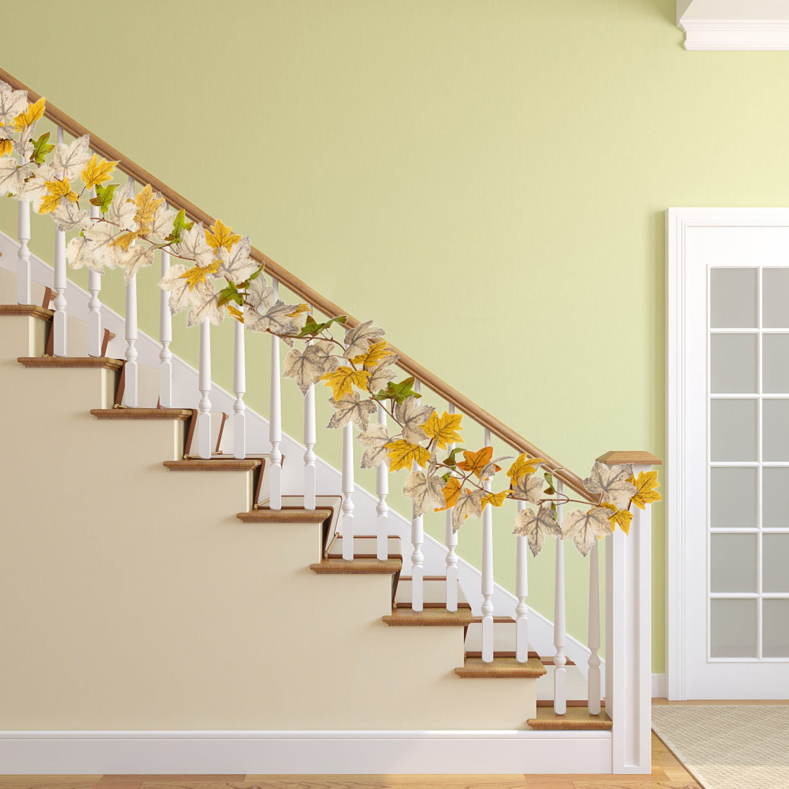 Poo Life 5.8ft Faux Plants Indoor Artificial Maple Leaves Silk Flowers ...