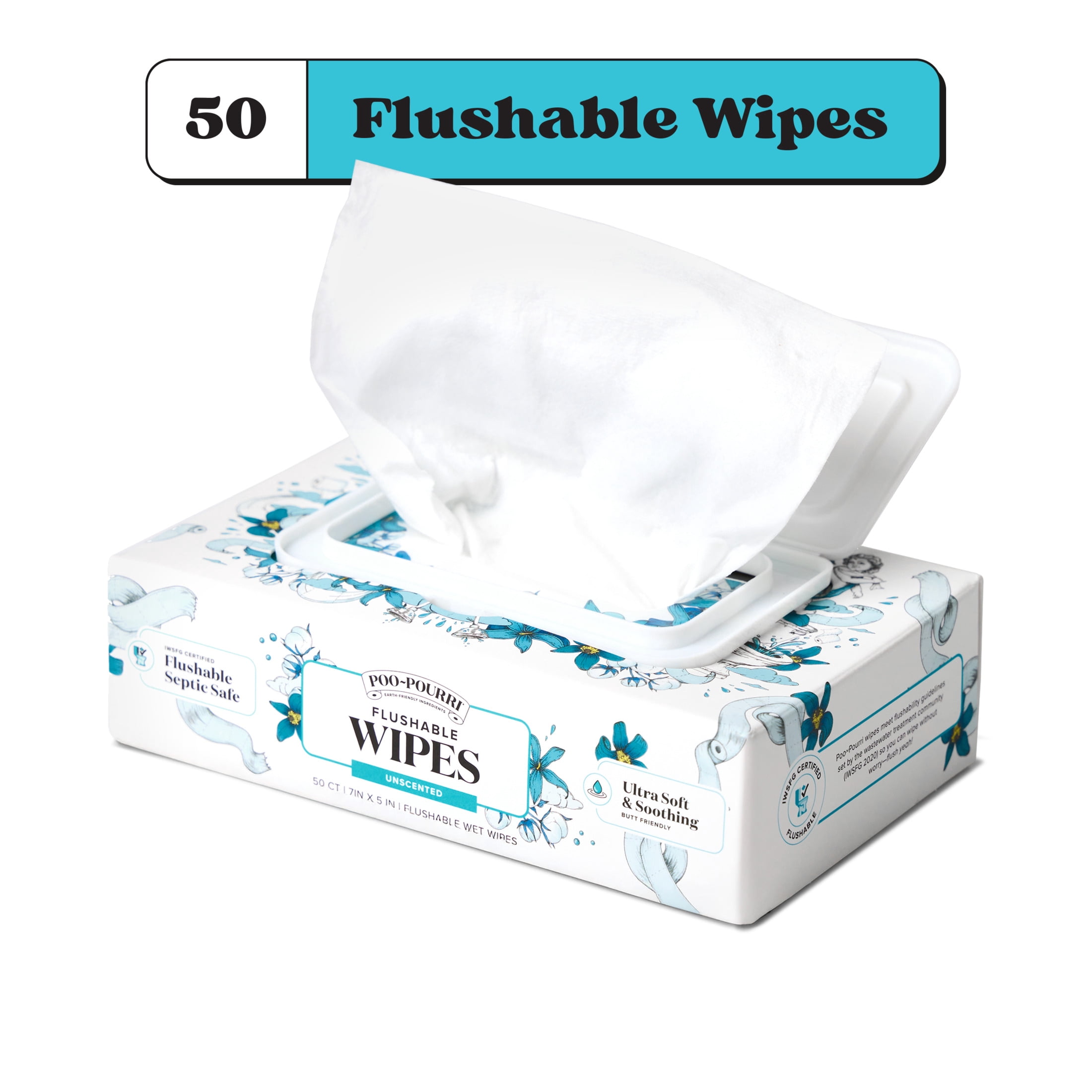 Poo~Pourri Flushable Wipes, Fragrance-Free, 50ct - Walmart Business ...
