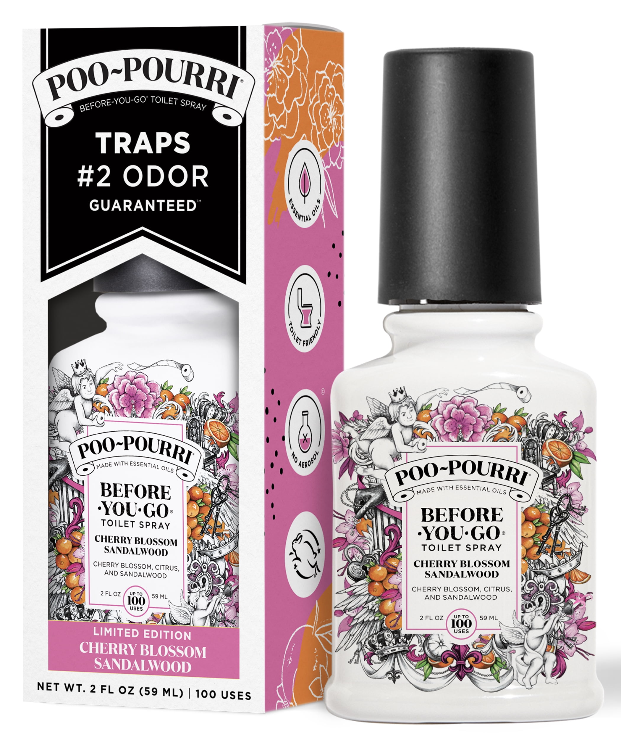 Poo-Pourri Before-You-Go Toilet Spray, Cherry Blossom Sandalwood 2oz ...