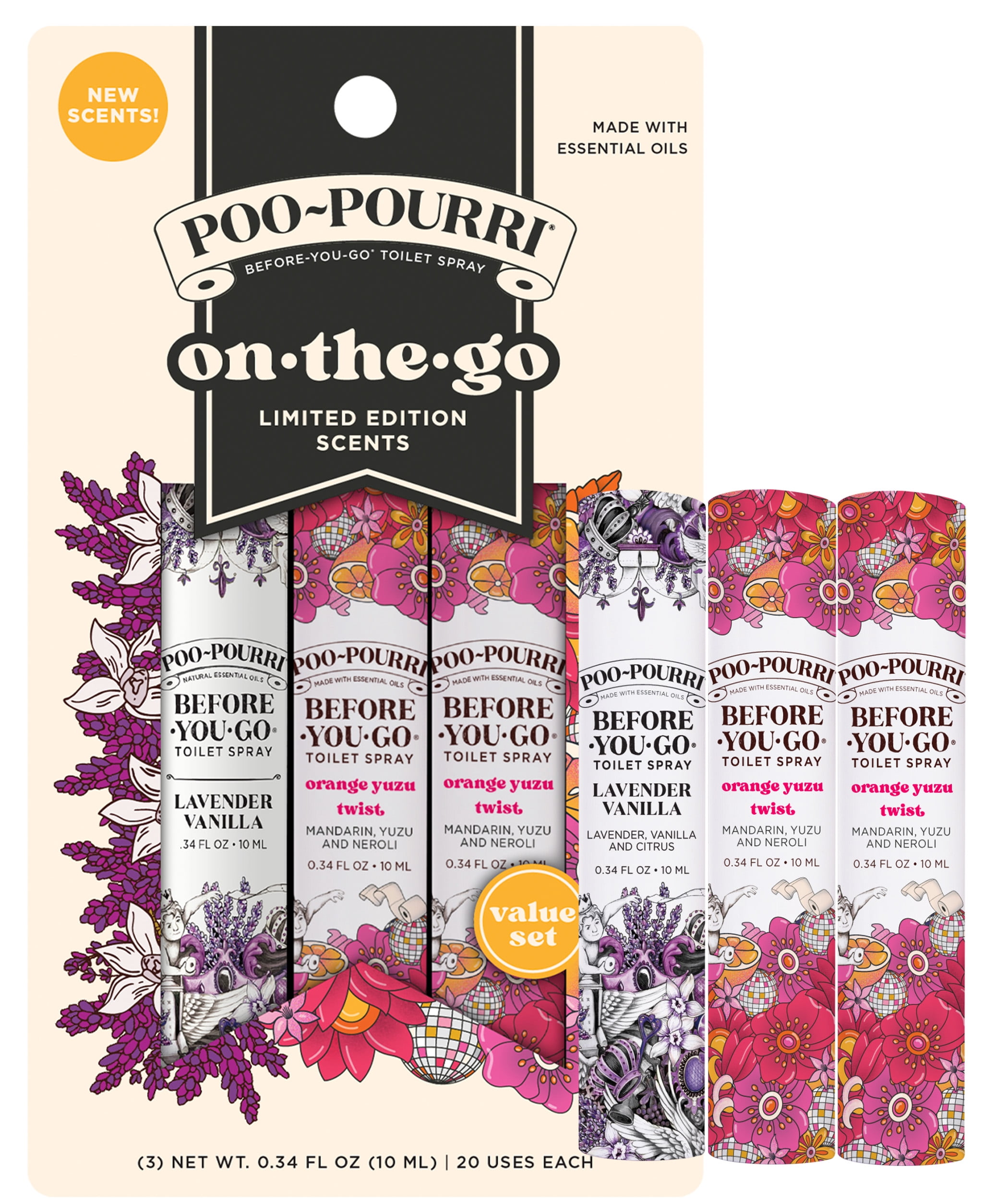 Poo-Pourri Before-You-Go Toilet Spray, Spring On-The-Set 3pk, Limited ...