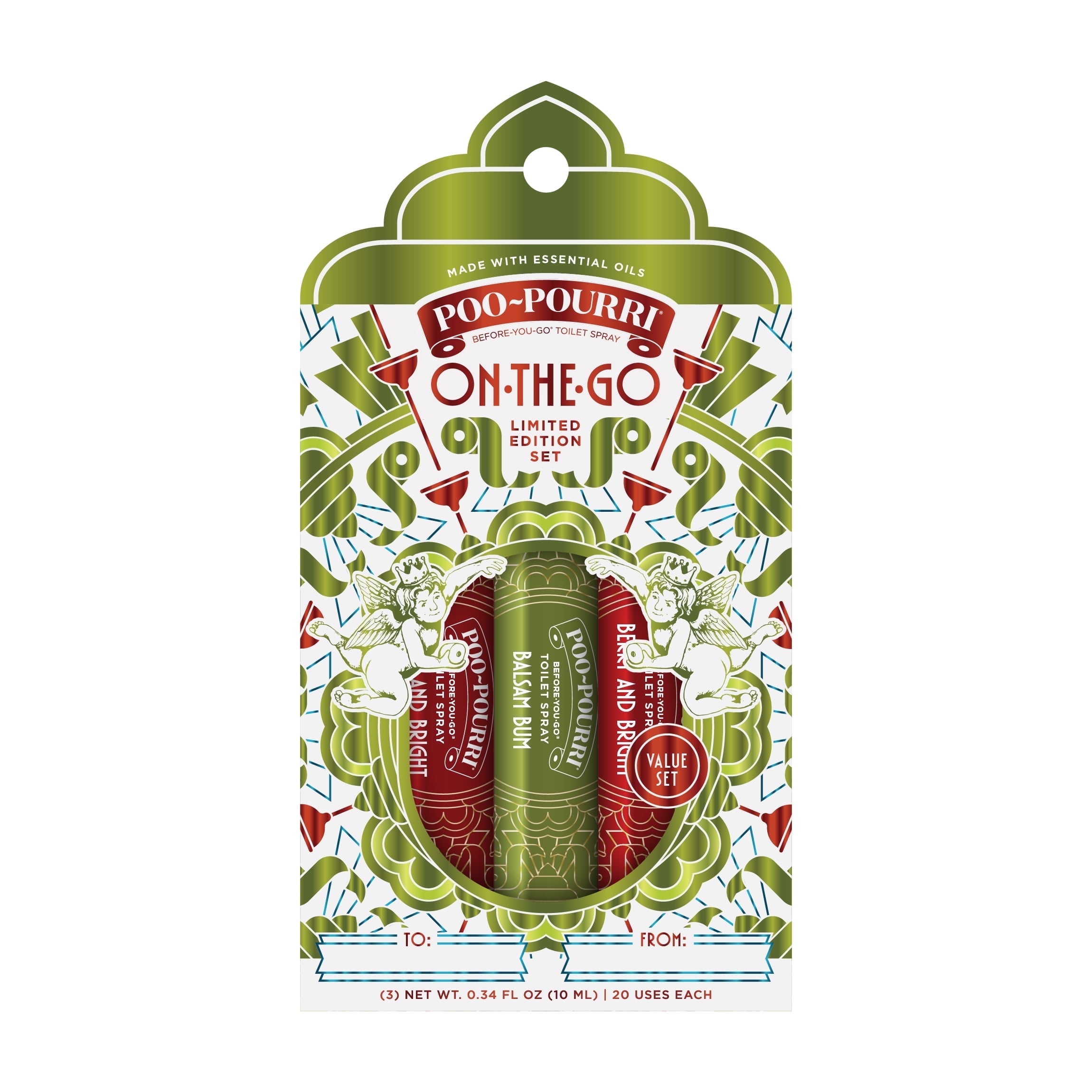 Poo-Pourri Holiday On the Go Toilet Spray, 3pk, Berry and Bright ...