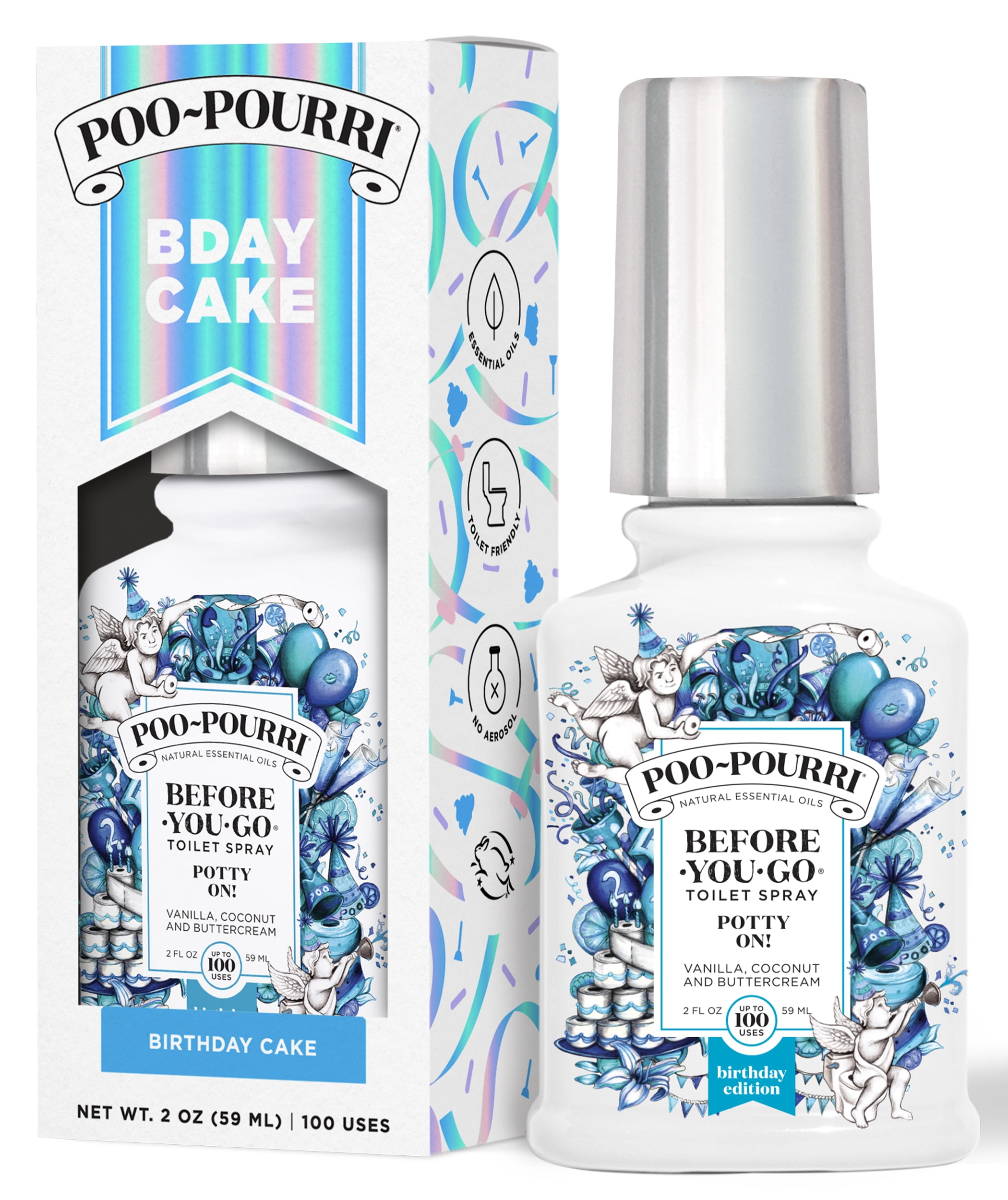 Poo-Pourri Toilet Spray, Potty On, Vanilla/Coconut/Buttercream, 2 Fl Oz ...