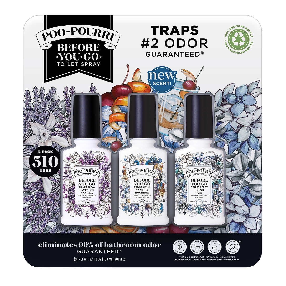 Poo-Pourri Lavender Travel Size Deodorizer Toilet Spray, Bathroom ...