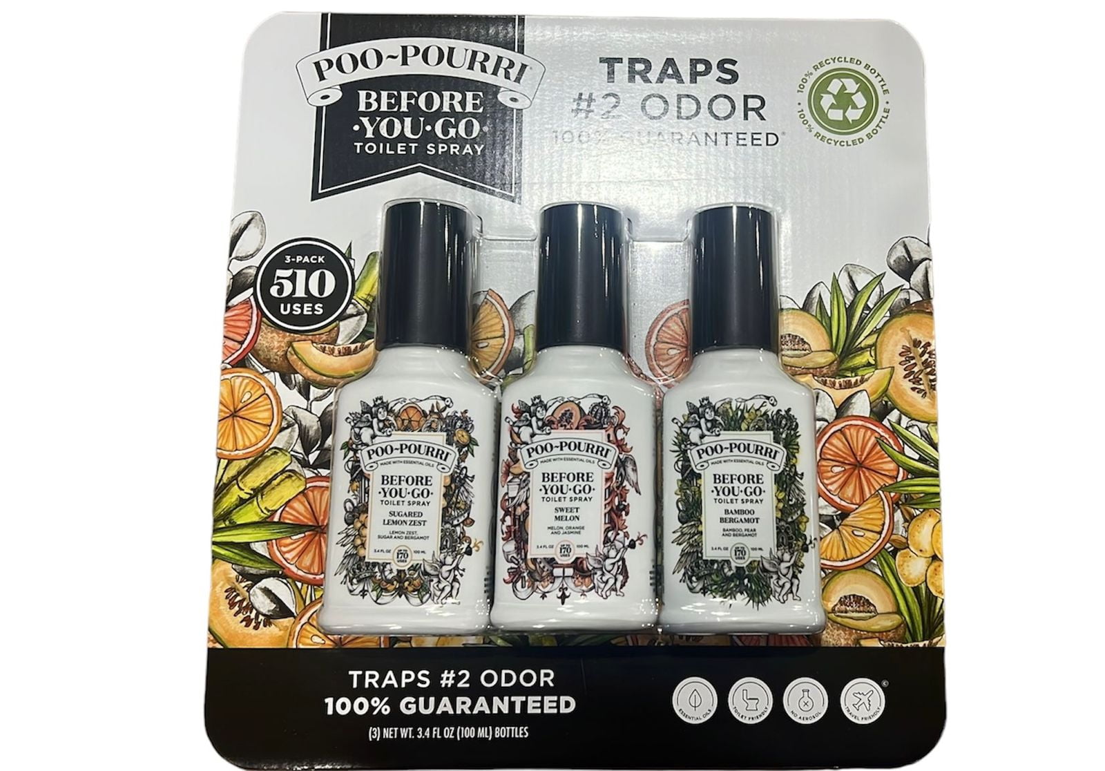 Poo-Pourri Toilet Spray Variety Pack, 3 x 3.4 fl oz, 3 Scents, Odor ...
