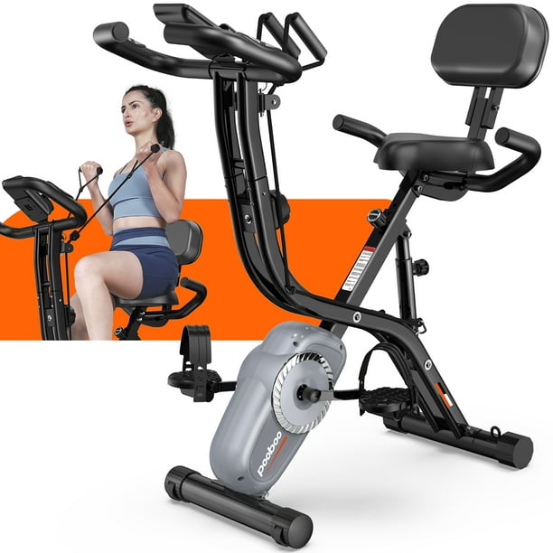 Pooboo 4-in-1 Indoor Cycling Bike Magnetic Stationary Recumbent Exercise Bikes with Seat ...