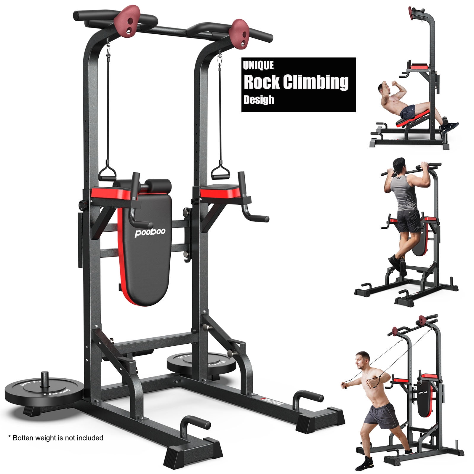 LNOW Multifunction Power Tower with Rock Climbing Grip and Incline ...
