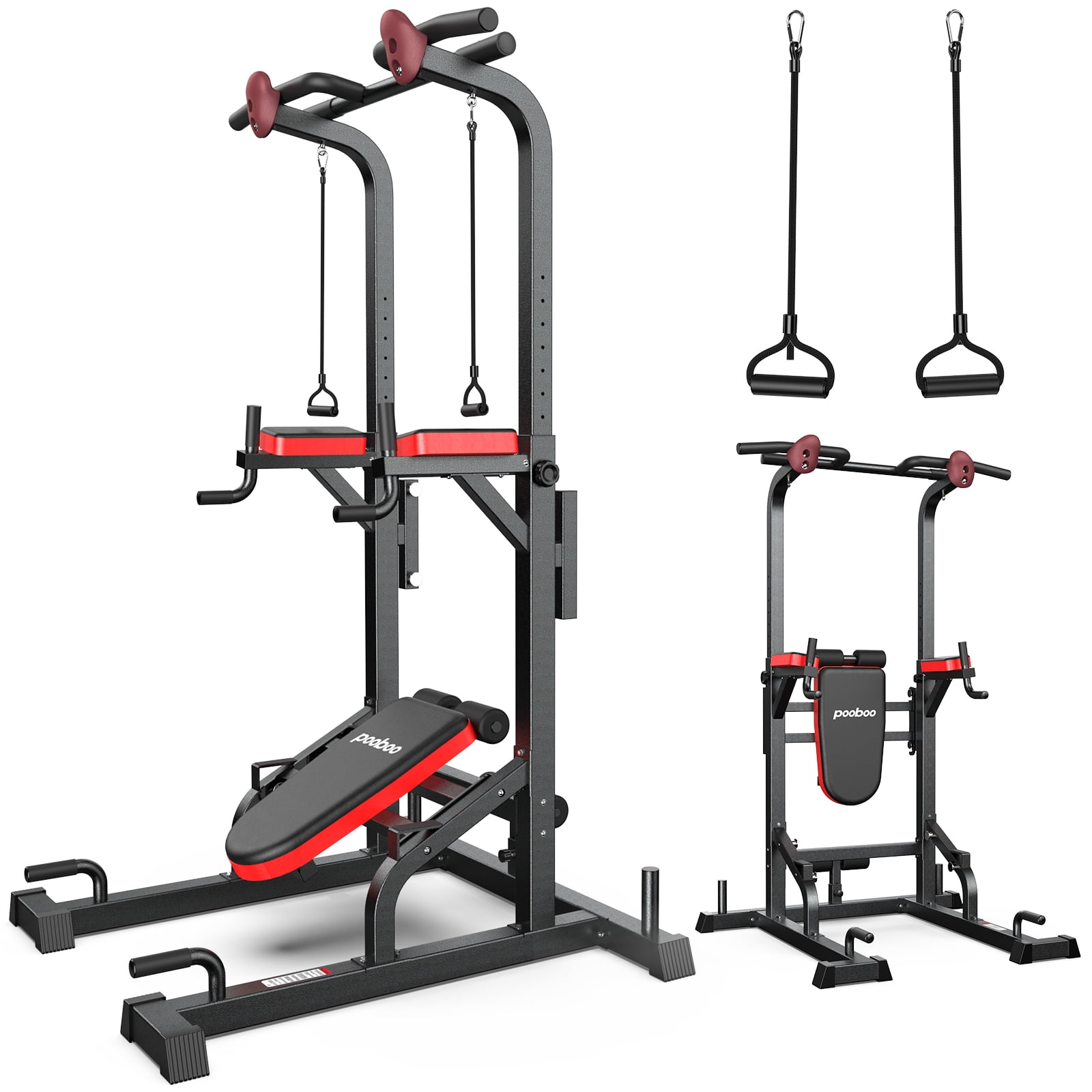 LNOW Adjustable Power Tower with Incline Bench Multifunction Home Gym ...