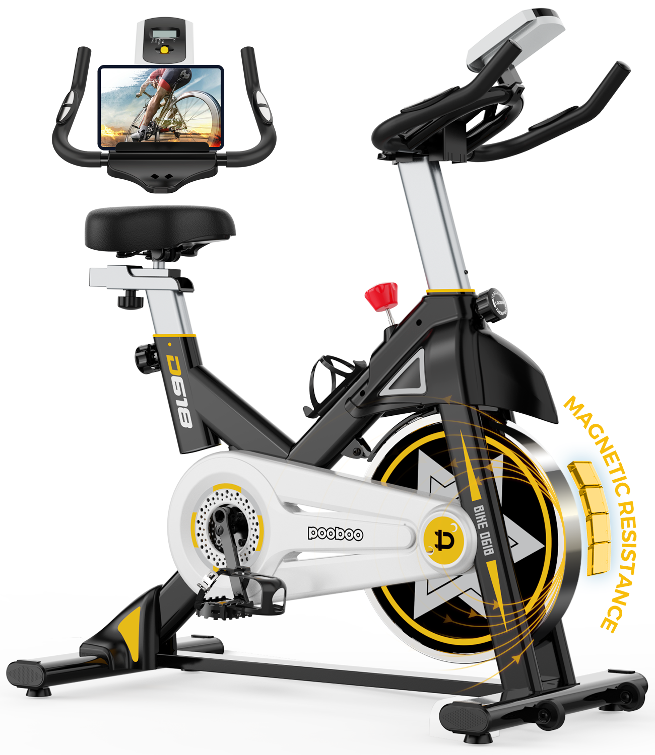 Sunny Health & Fitness Stationary Chain Drive Indoor Cycling Exercise Bike Trainer with 49 lb ...