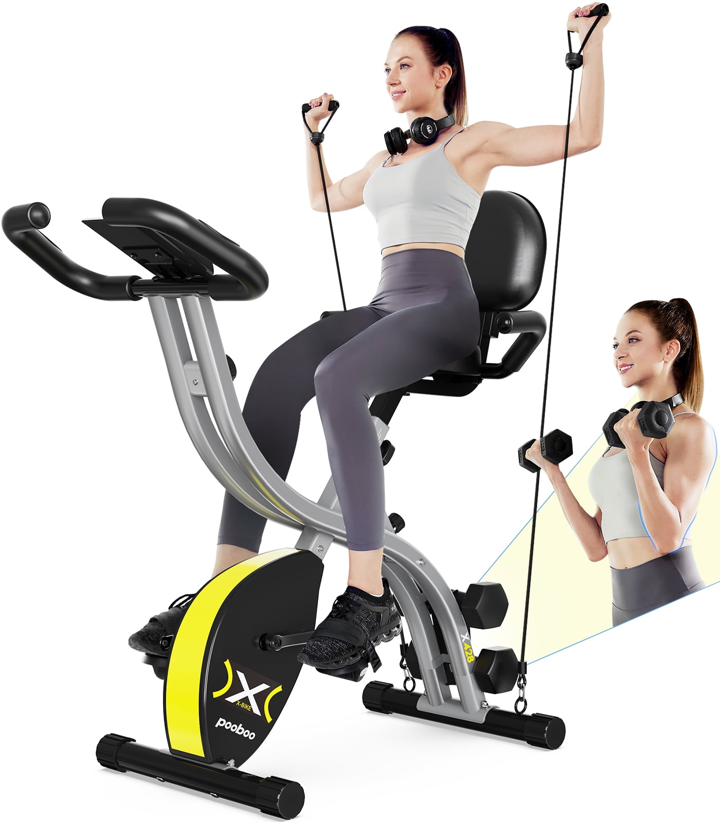 Pooboo Folding Exercise Bike Magnetic Stationary Cycling Bicycle ...