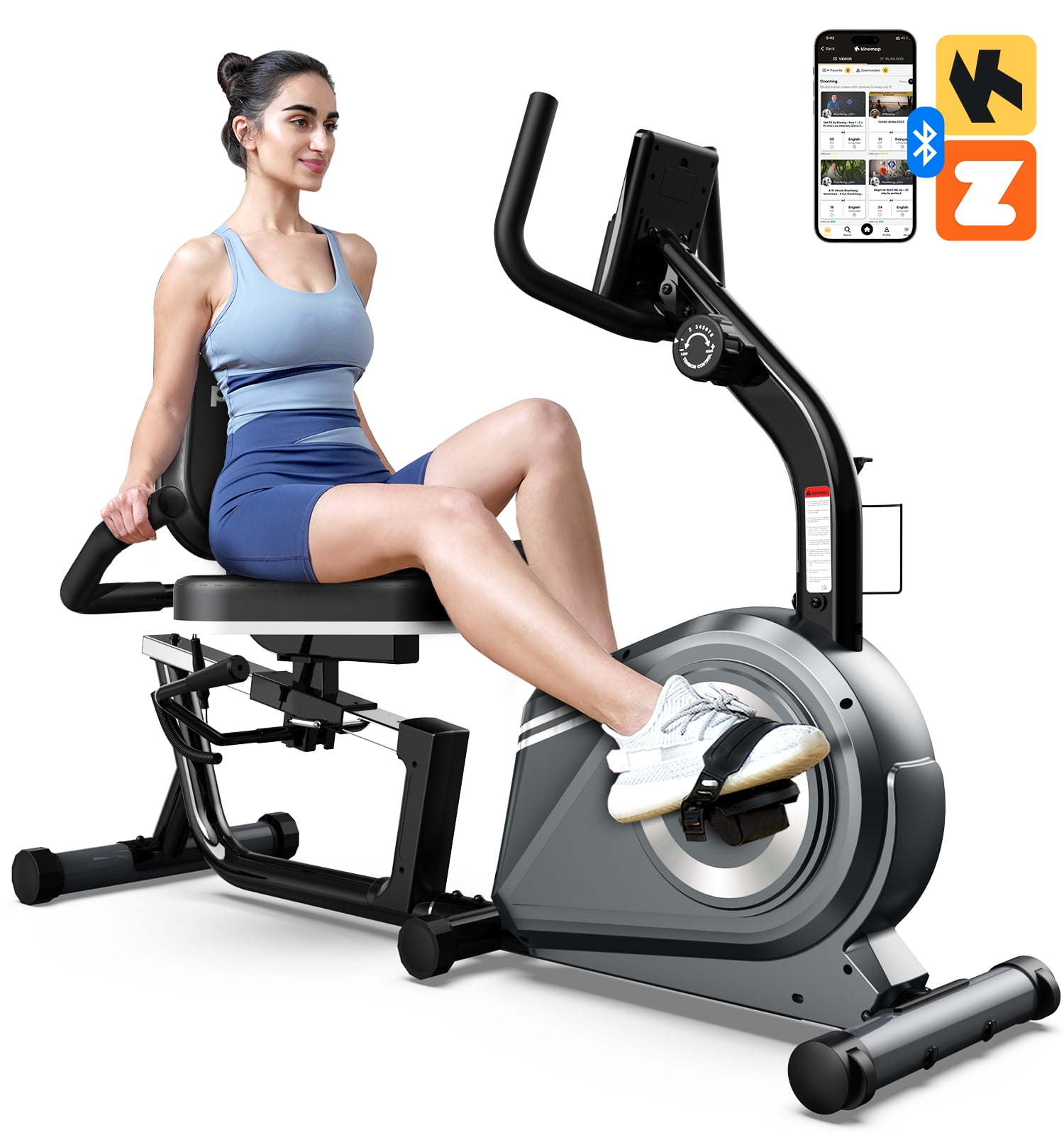 Pooboo Indoor Recumbent Exercise Bike Magnetic Resistance Workout Bike Sit Down Stationary ...