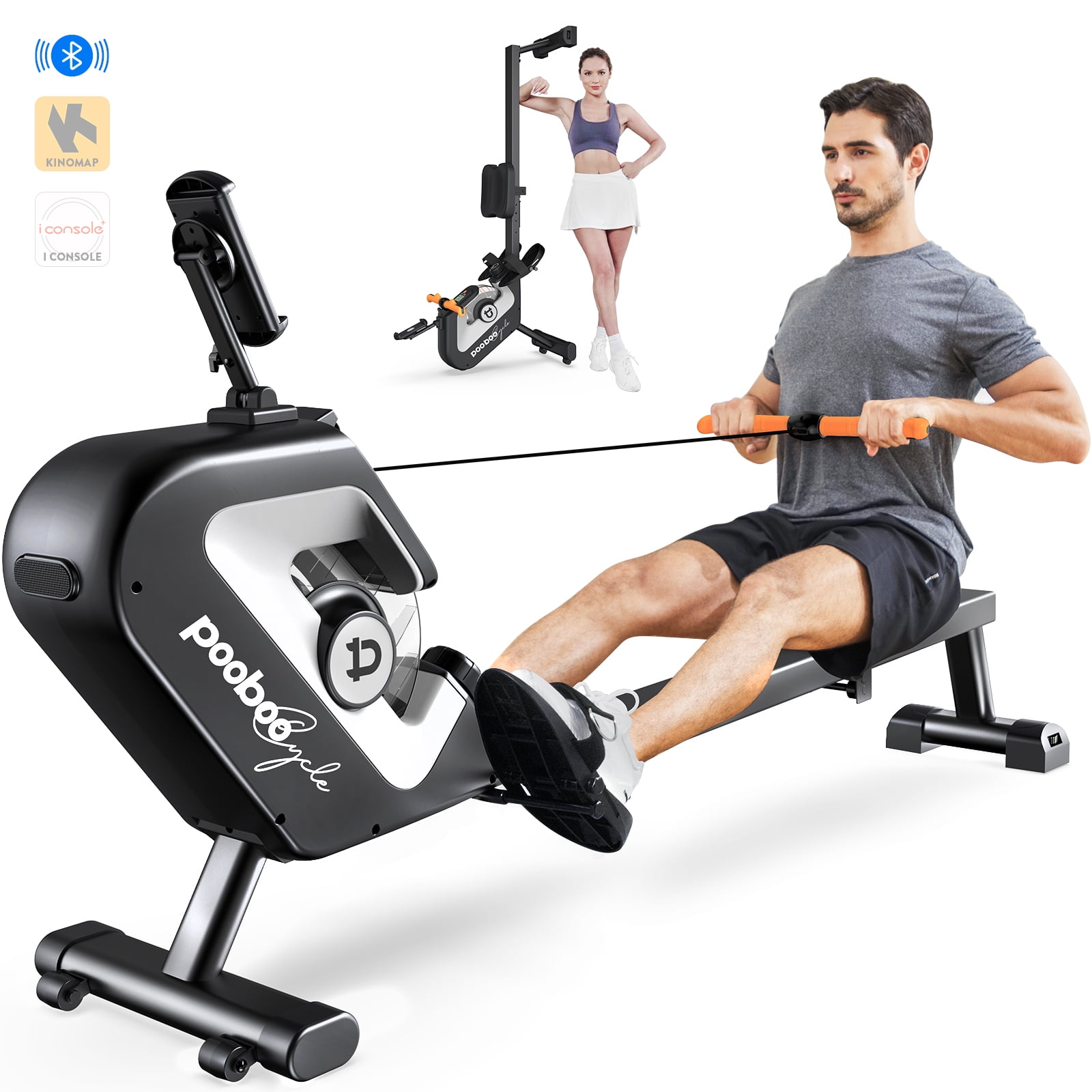 Pooboo Magnetic Rower Machine Foldable Rowing Machine with Bluetooth ...