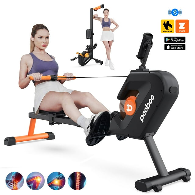 Pooboo Magnetic Rowing Machine with Bluetooth, 8-Level Resistance ...