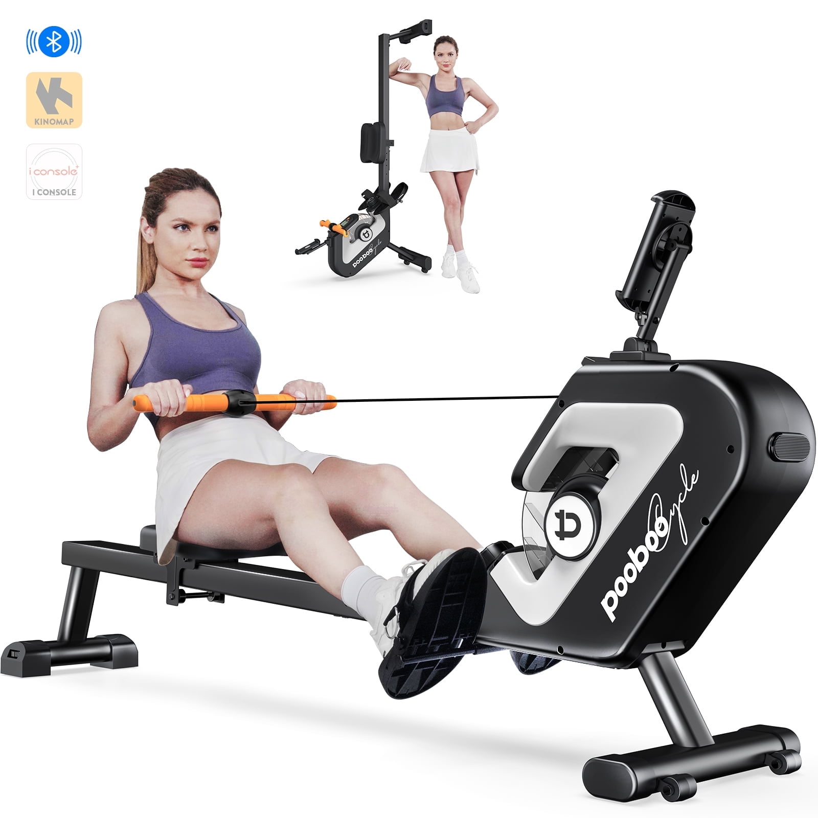 Pooboo Magnetic Rowing Machines Rower Foldable with 8 Level Resistance ...