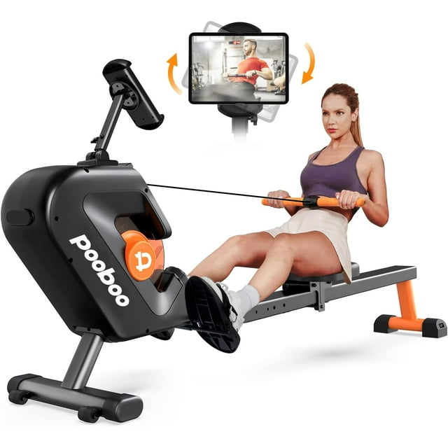 Pooboo Magnetic Rowing Machines Rower Foldable with 8 Level Resistance Indoor Rower Machines ...