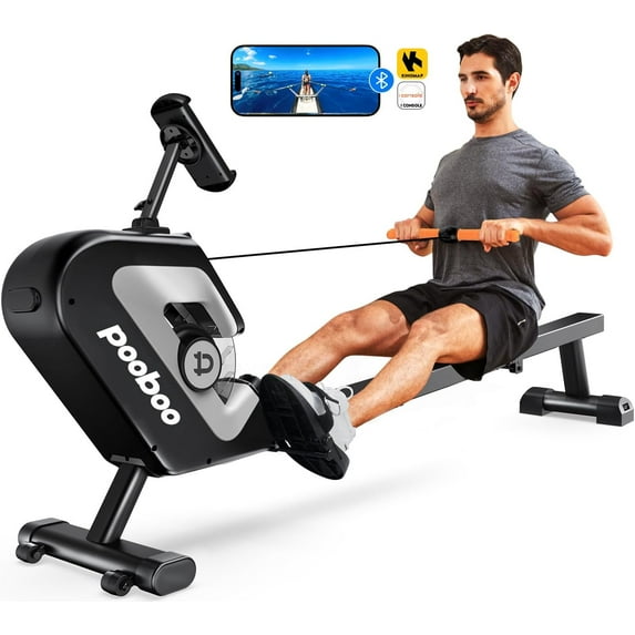 POOBOO Magnetic Rowing Machine, Foldable, 8 Level Resistance, Digital ...