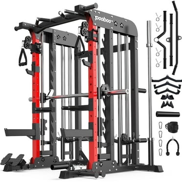 Mikolo Power Cage, Squat Rack with Dual Pulley Cable Crossover System ...