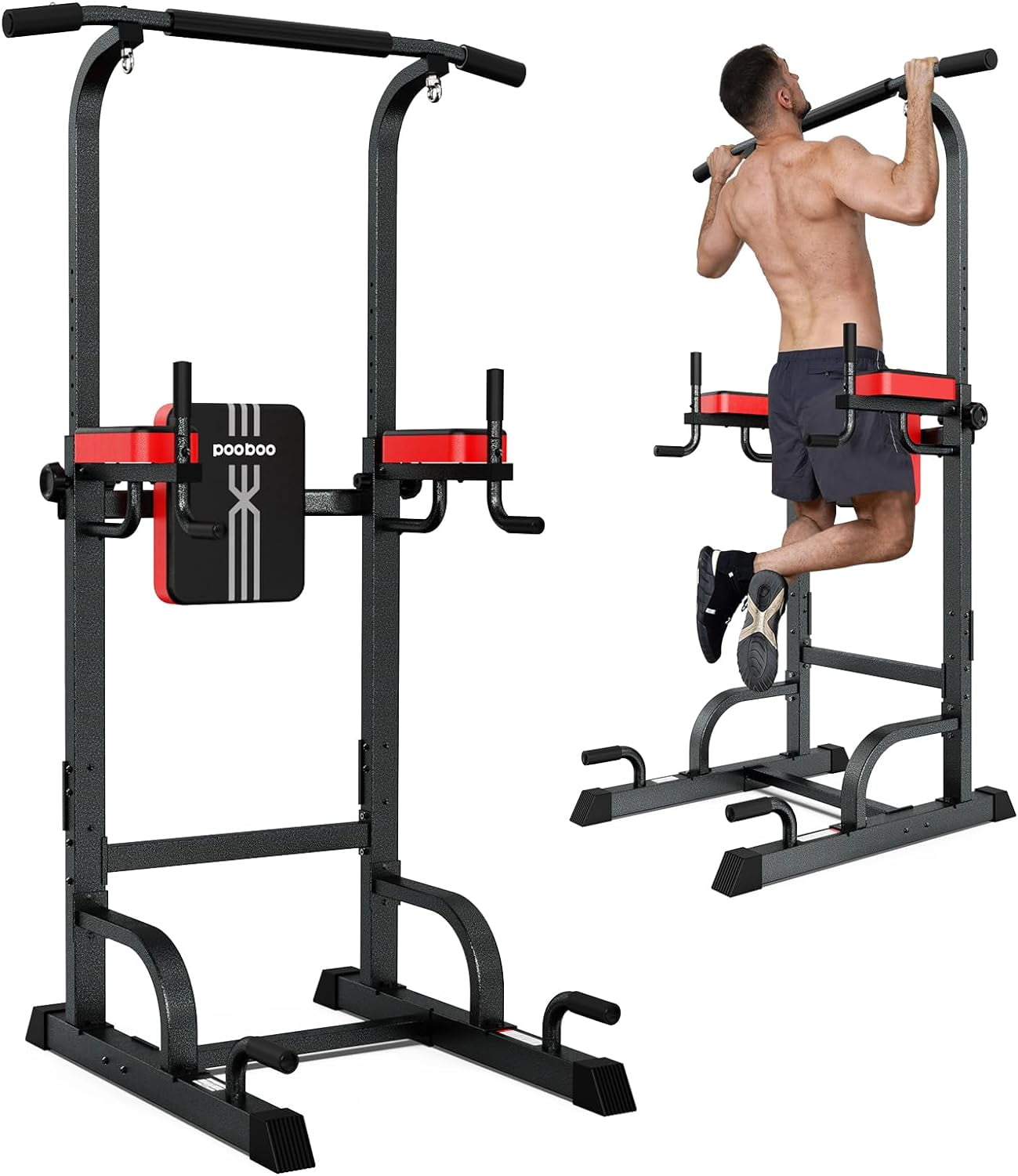 Pooboo Power Tower Dip Station, Pull Up Bar Stand for Fitness Home Gym ...