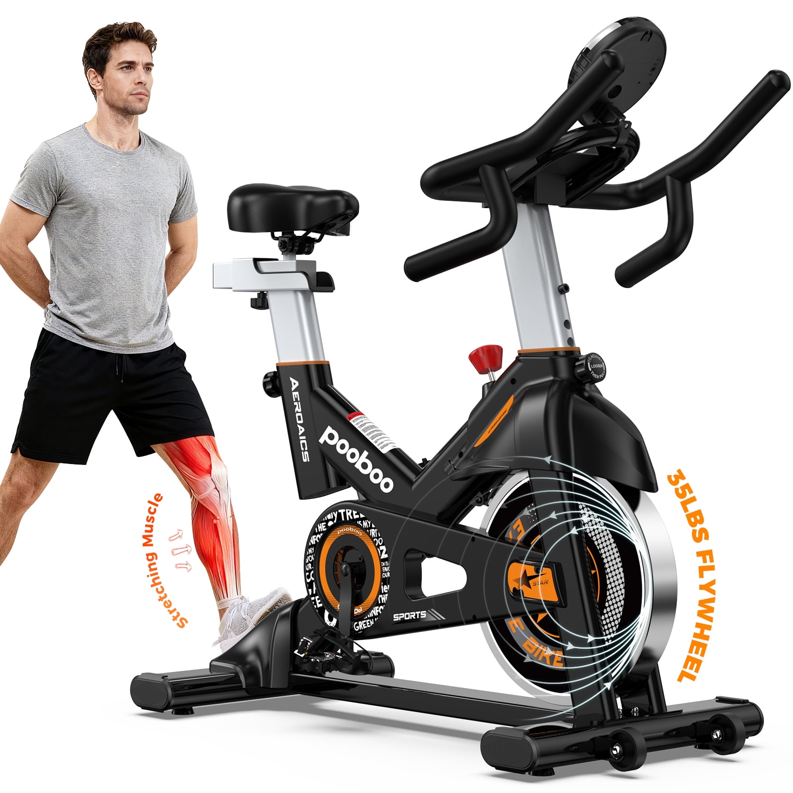 Pooboo Professional Exercise Cycling Bike Fully Assembled Gym Wheel and ...