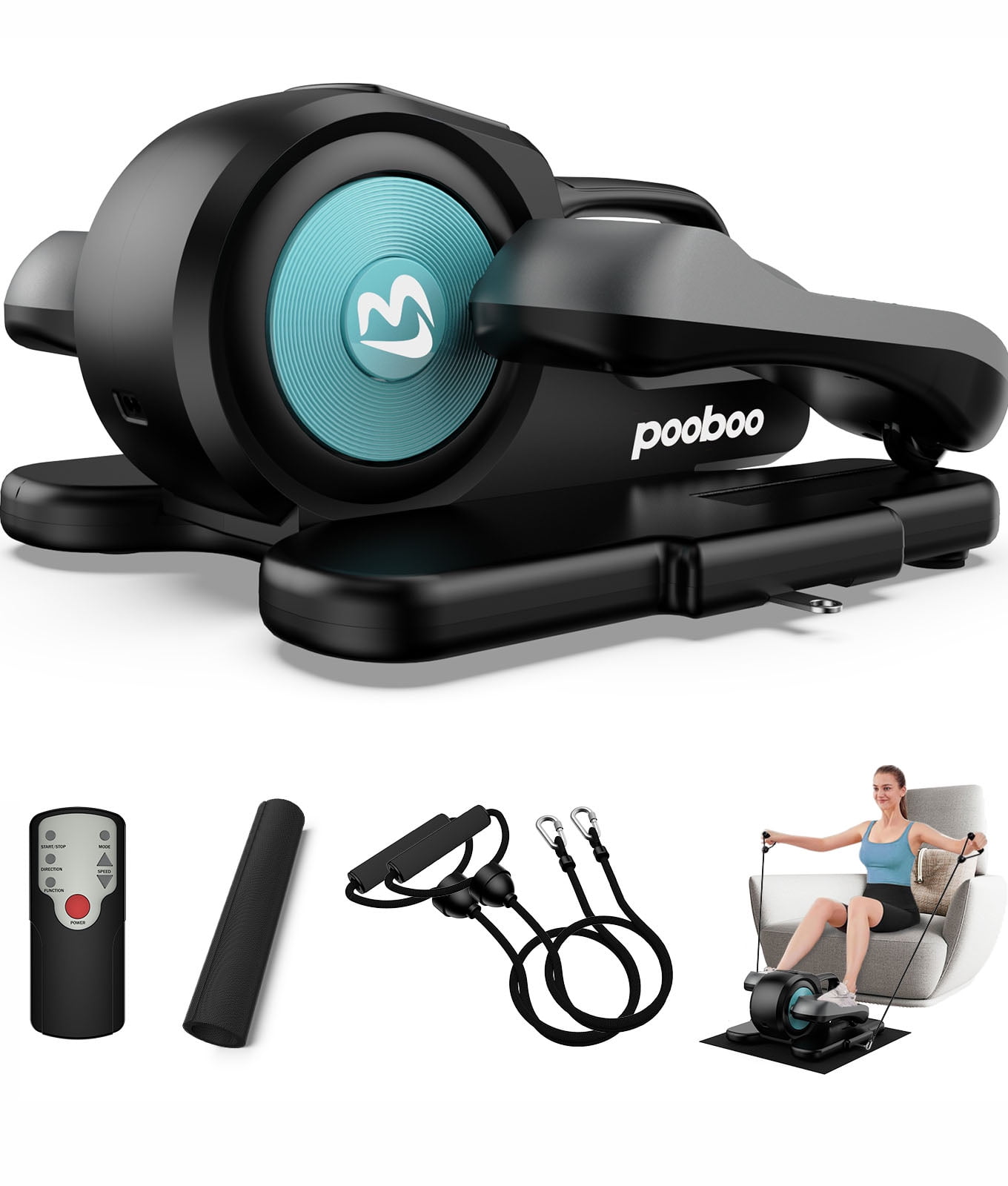 Pooboo Professional Compact Seated Foot Exercise Machine, Under Desk ...
