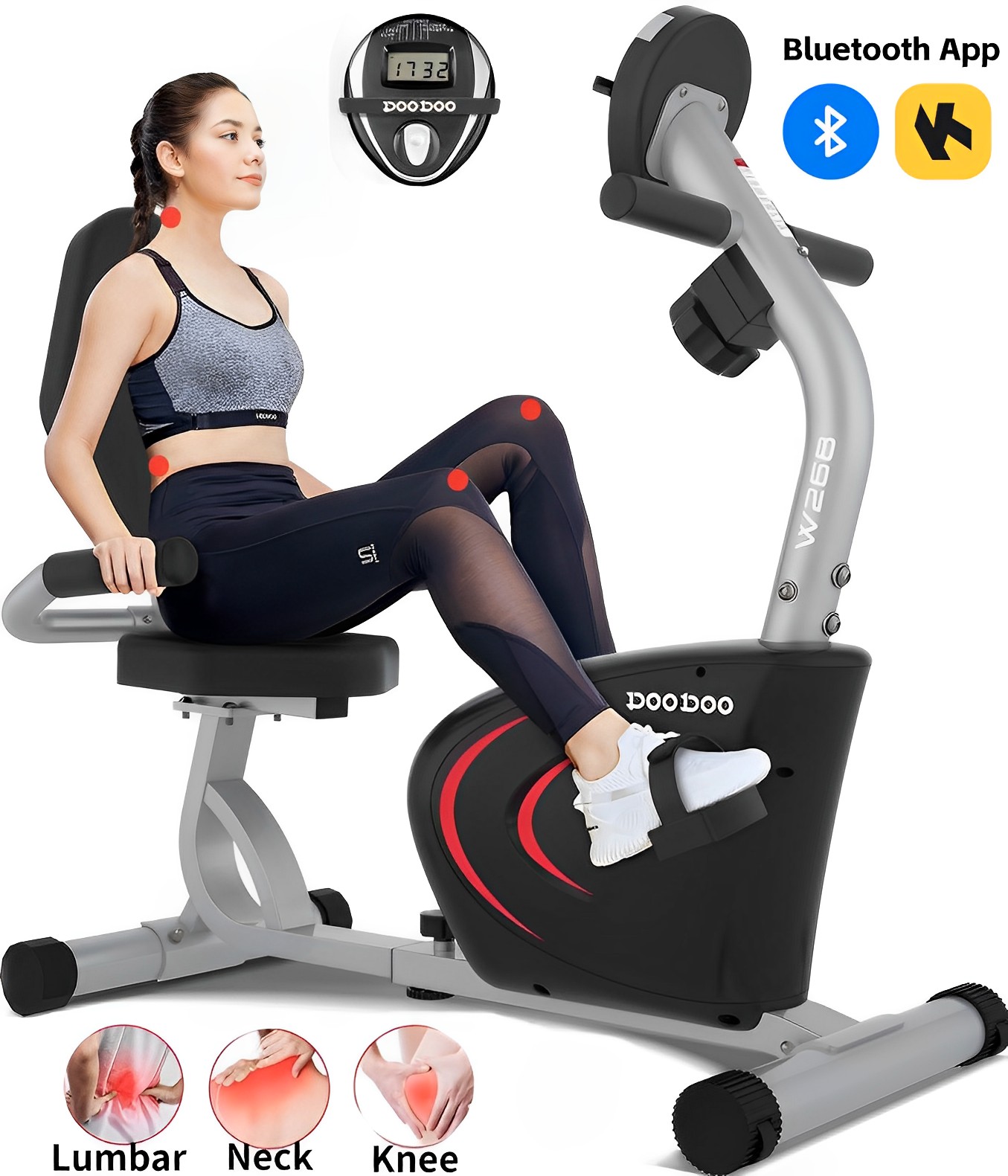Pooboo Recumbent Exercise Bikes Sit Down Stationary Bicycle Magnetic Resistance Indoor Cycling ...
