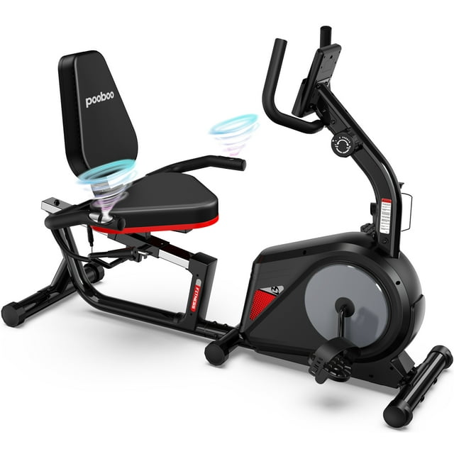 Pooboo Recumbent Exercise Bike Stationary Belt Drive Indoor Cycling Bikes for Home Cardio ...